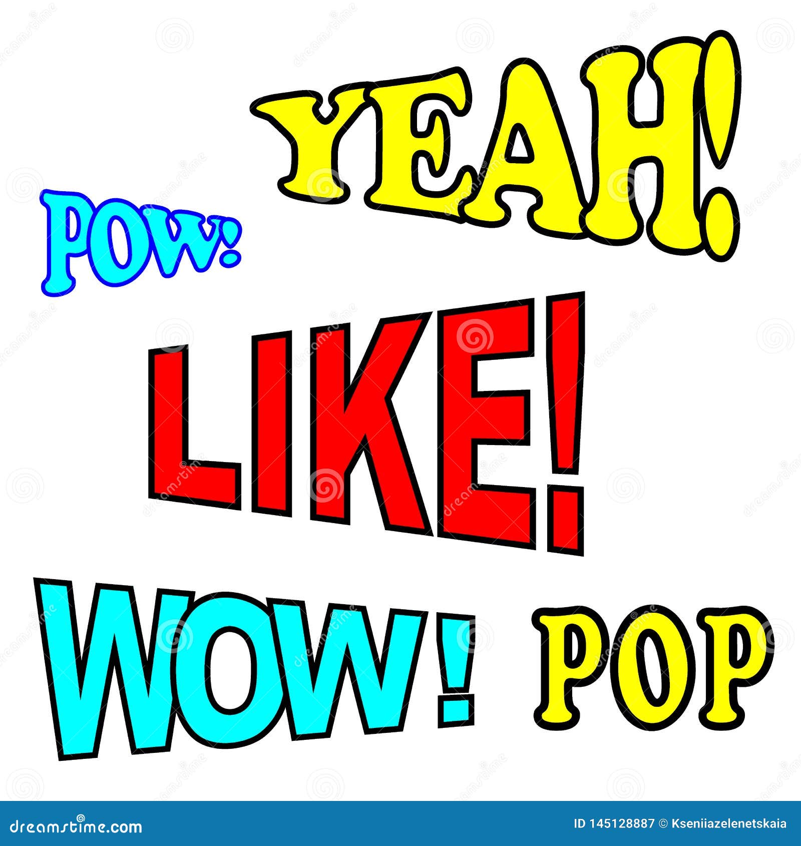 Pop Art. Vector. Comic Text Isolated on White Background...LIKE. YEAH ...