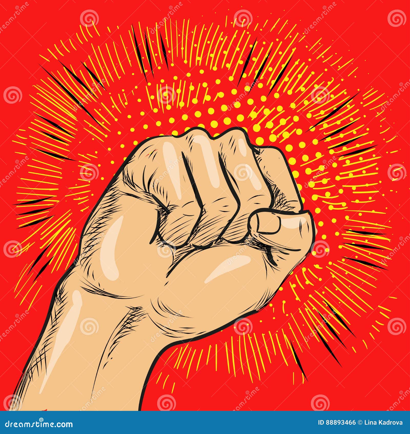 Pop Art Vector Illustration. Fist Hitting or Punching Stock Vector ...