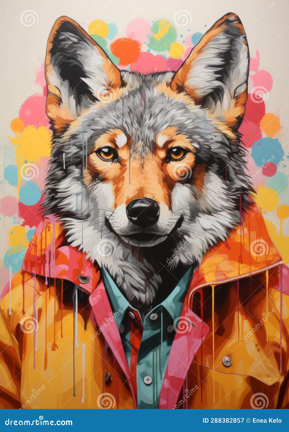Pop Art Wolf Art stock image. Image of wild, canis, white - 288382857