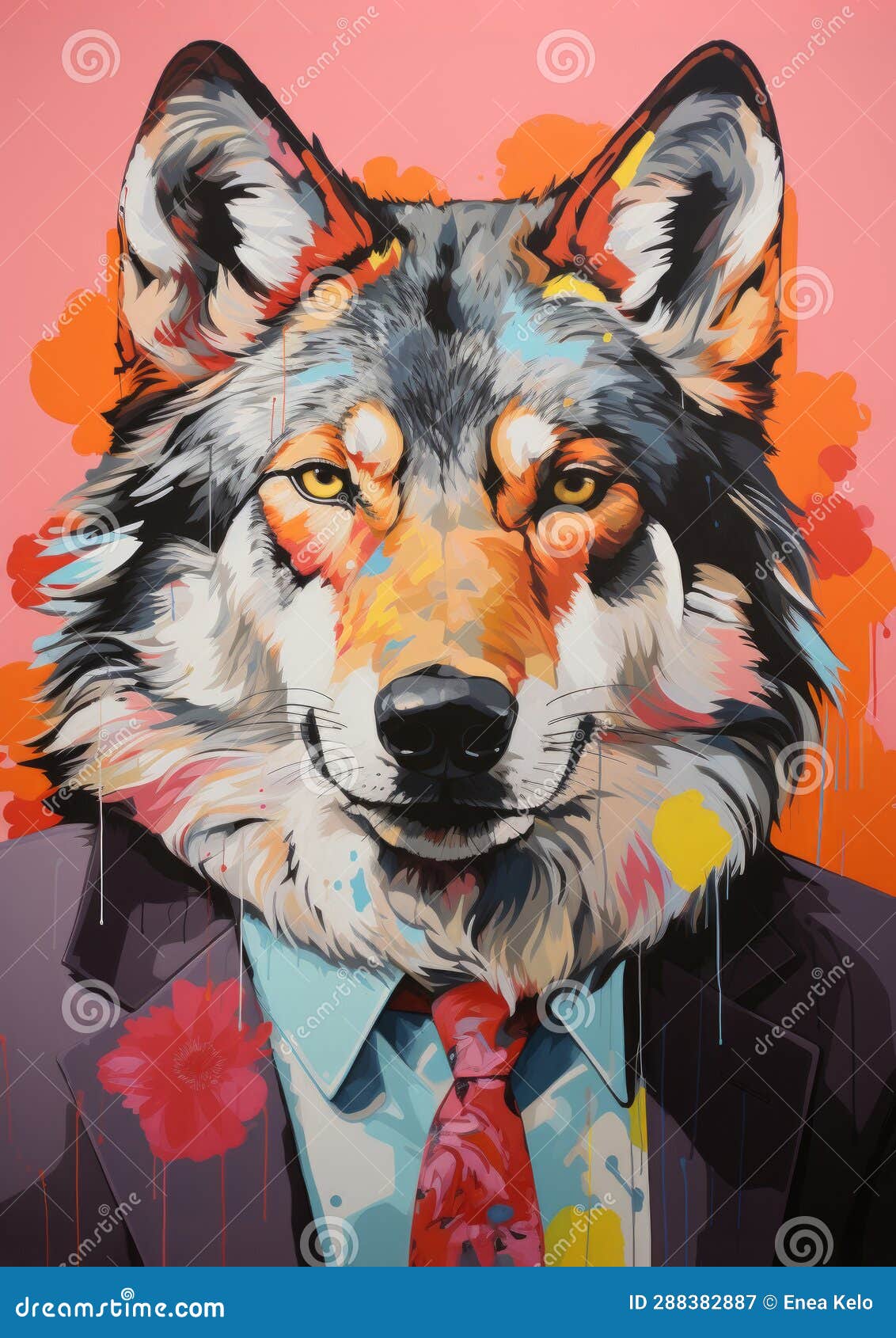 Pop Art Wolf Art stock illustration. Illustration of wild - 288382887