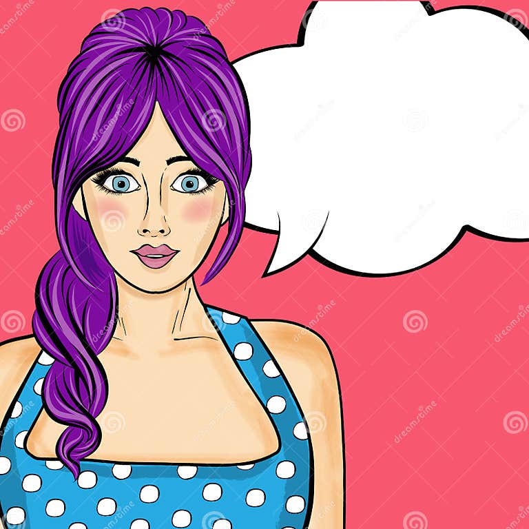 Pop Art Woman Comic Woman With Speech Bubble Stock Vector