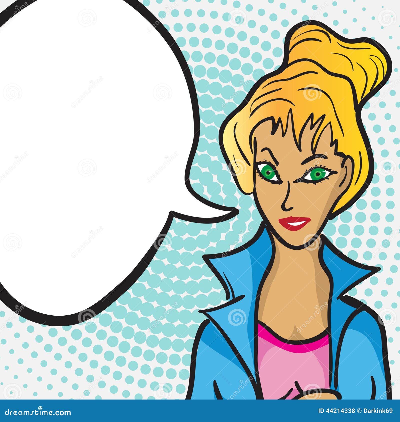 Pop Art Woman Face with Comic Speech Bubble Stock Vector - Illustration ...
