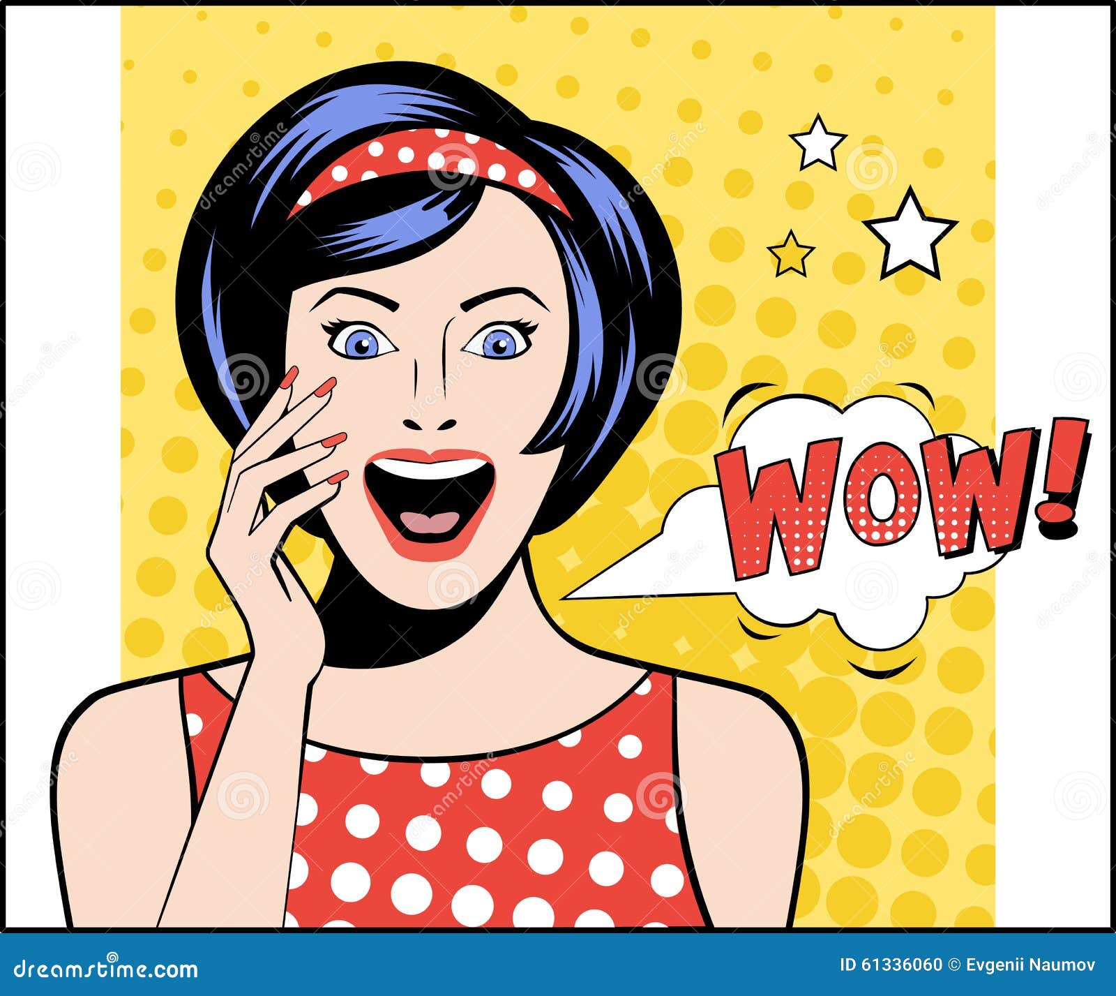 Pop Art Woman Wow Bubble Vector Illustration Stock Vector