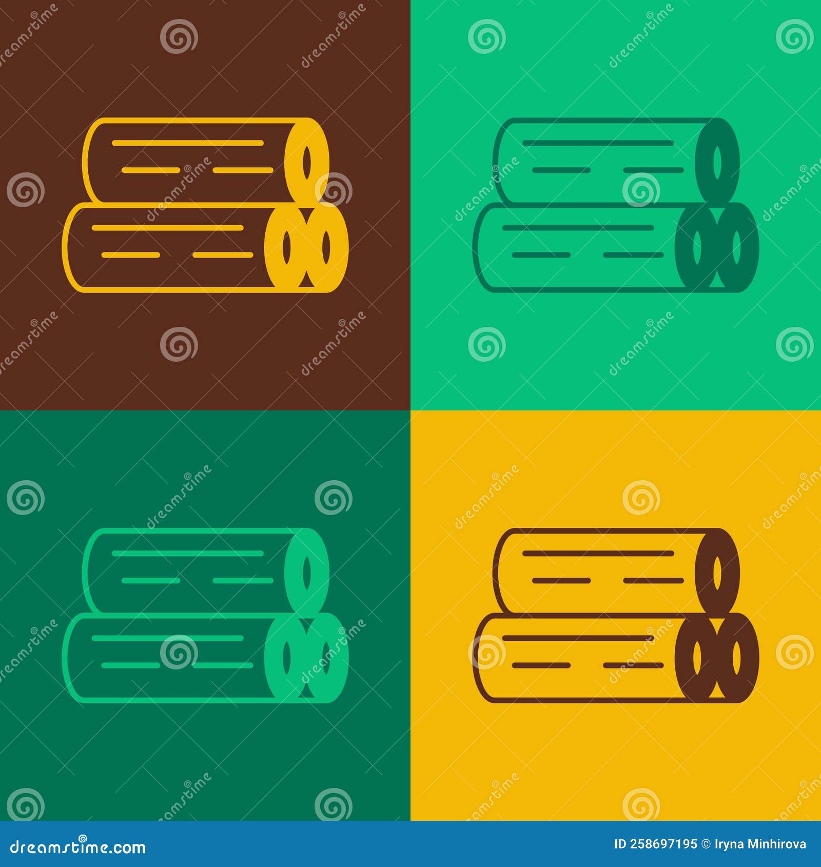 Pop Art Wooden Log Icon Isolated on Color Background. Stack of Firewood ...