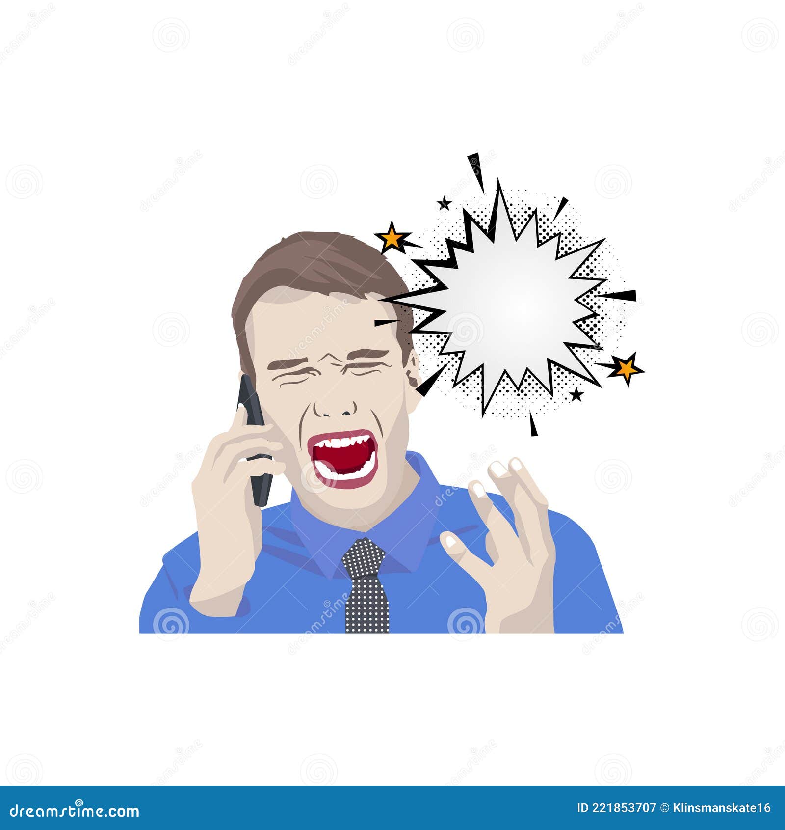 Pop Comic Character Hate Calling People Illustration Design Stock ...