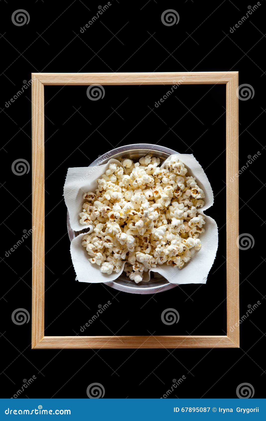 Pop Corn on Black in the Form of a Square Stock Image - Image of movie ...