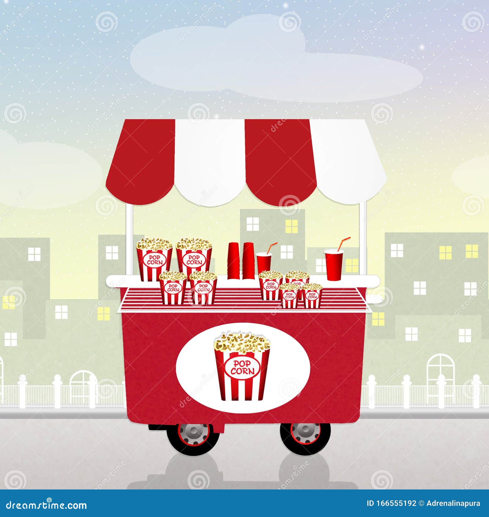 Pop corn cart stock illustration. Illustration of cinema - 166555192