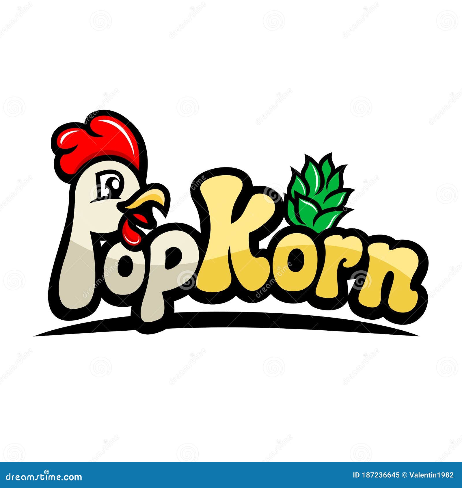 Pop Corn Chicken logo. stock vector. Illustration of corn - 187236645