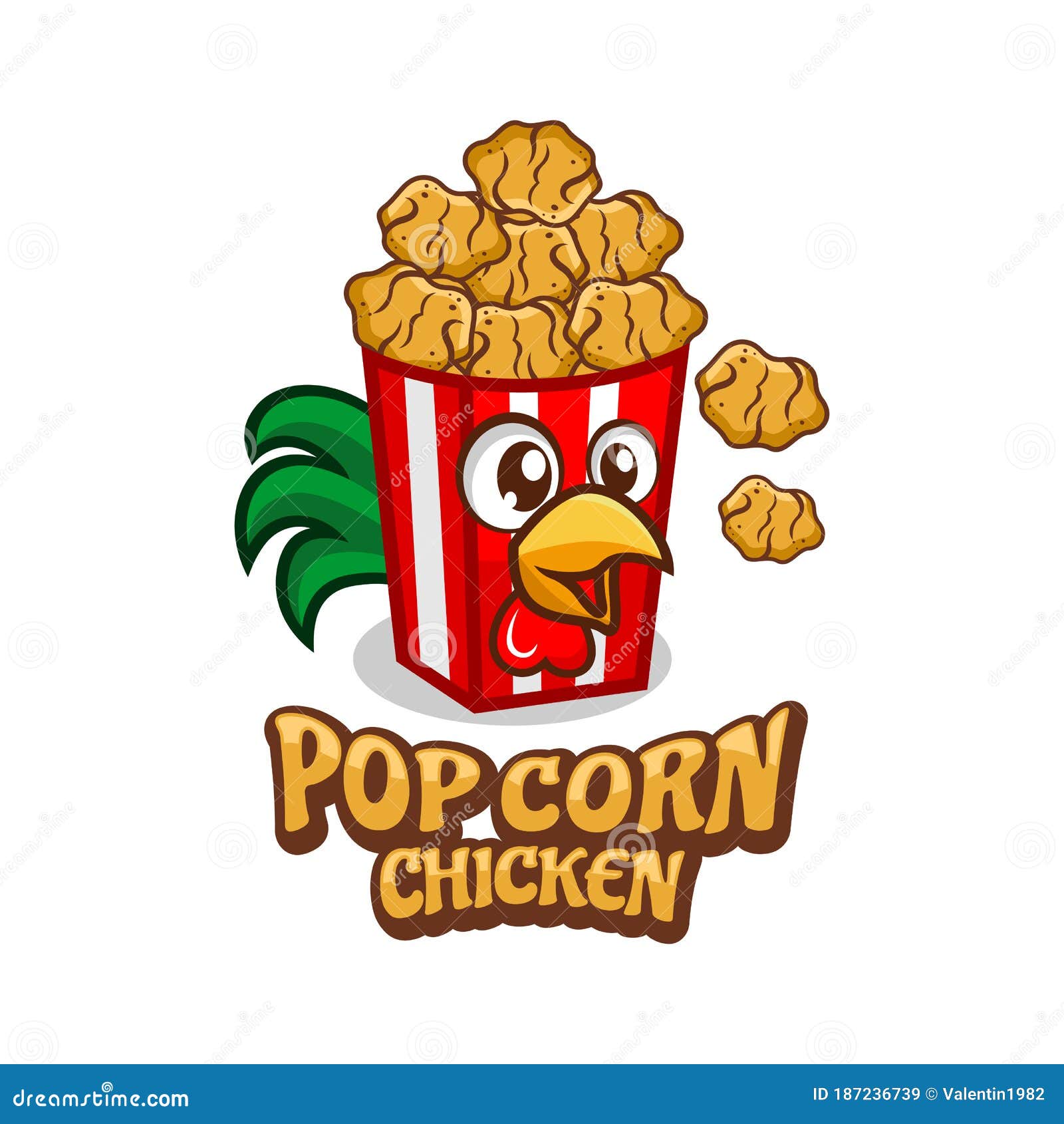 Pop Corn Chicken Logo. Cartoon Vector | CartoonDealer.com #187236739