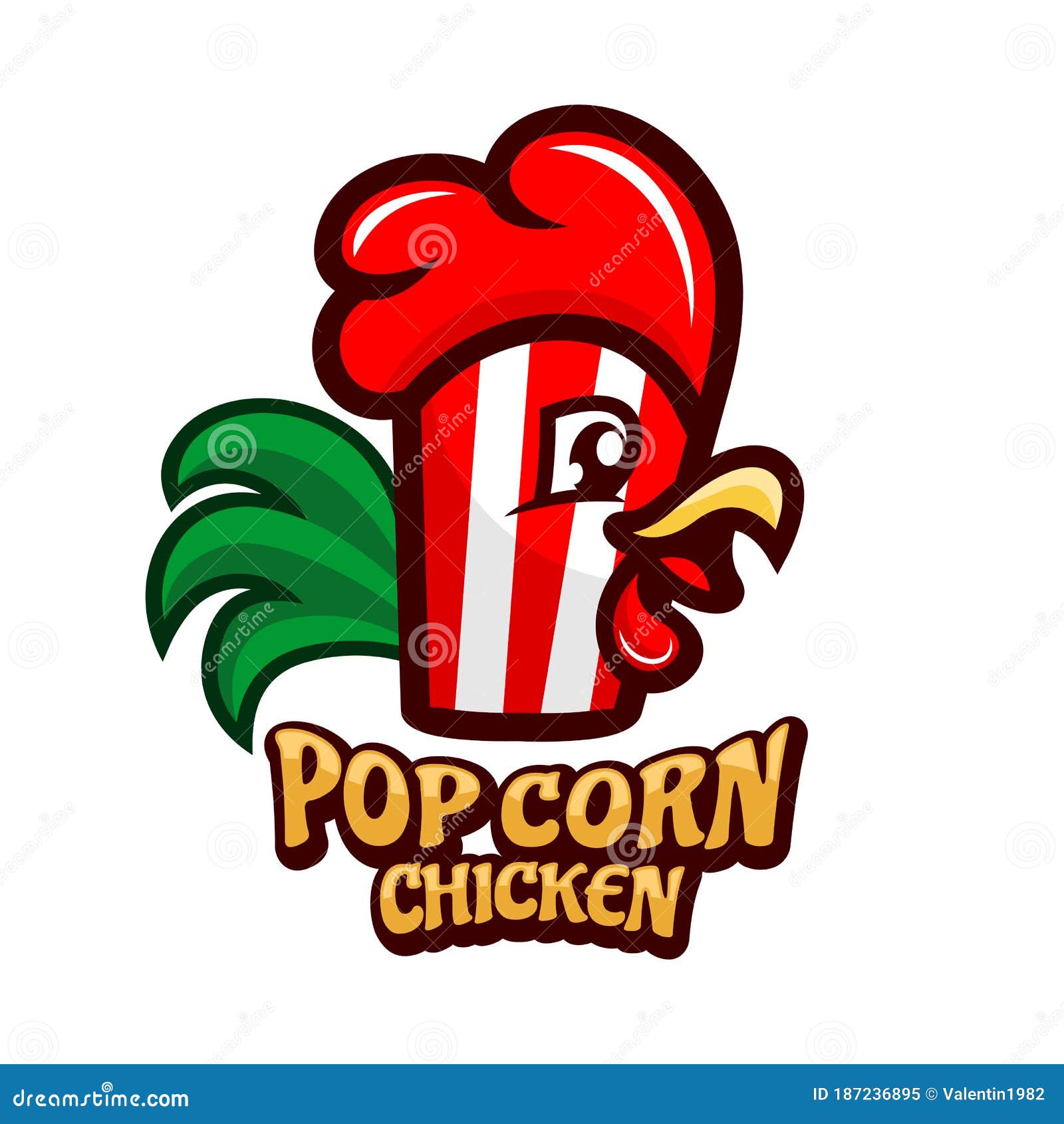Pop Corn Chicken Logo. Cartoon Vector | CartoonDealer.com #187236895