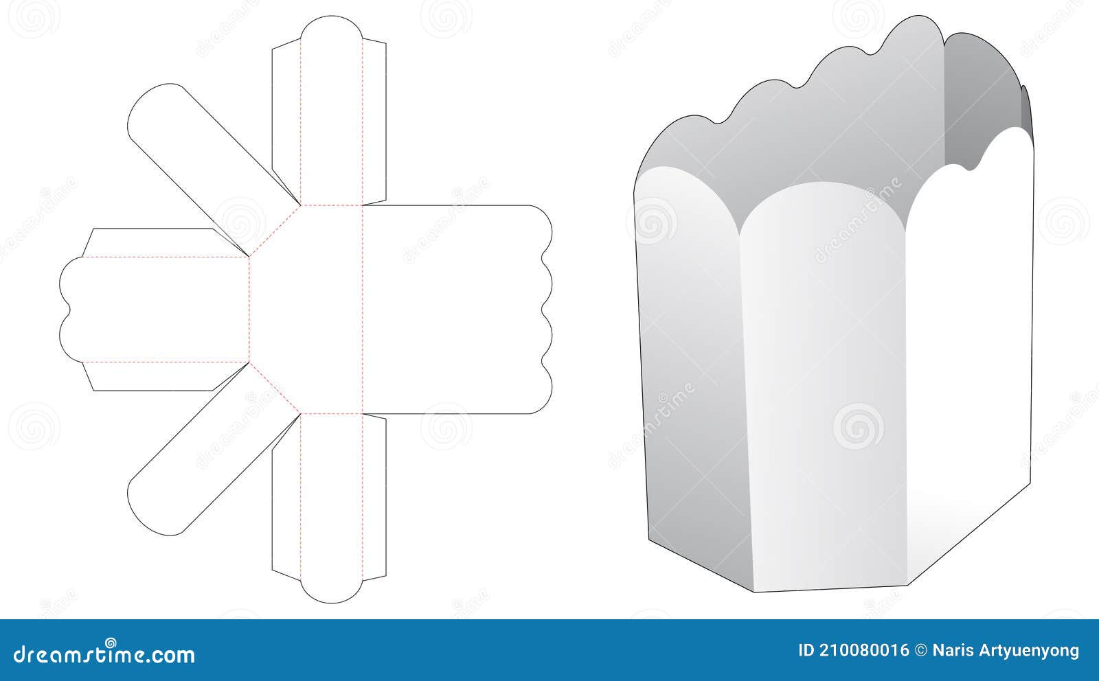 Curved Edge Storage Box Die Cut Template Cartoon Vector | CartoonDealer ...