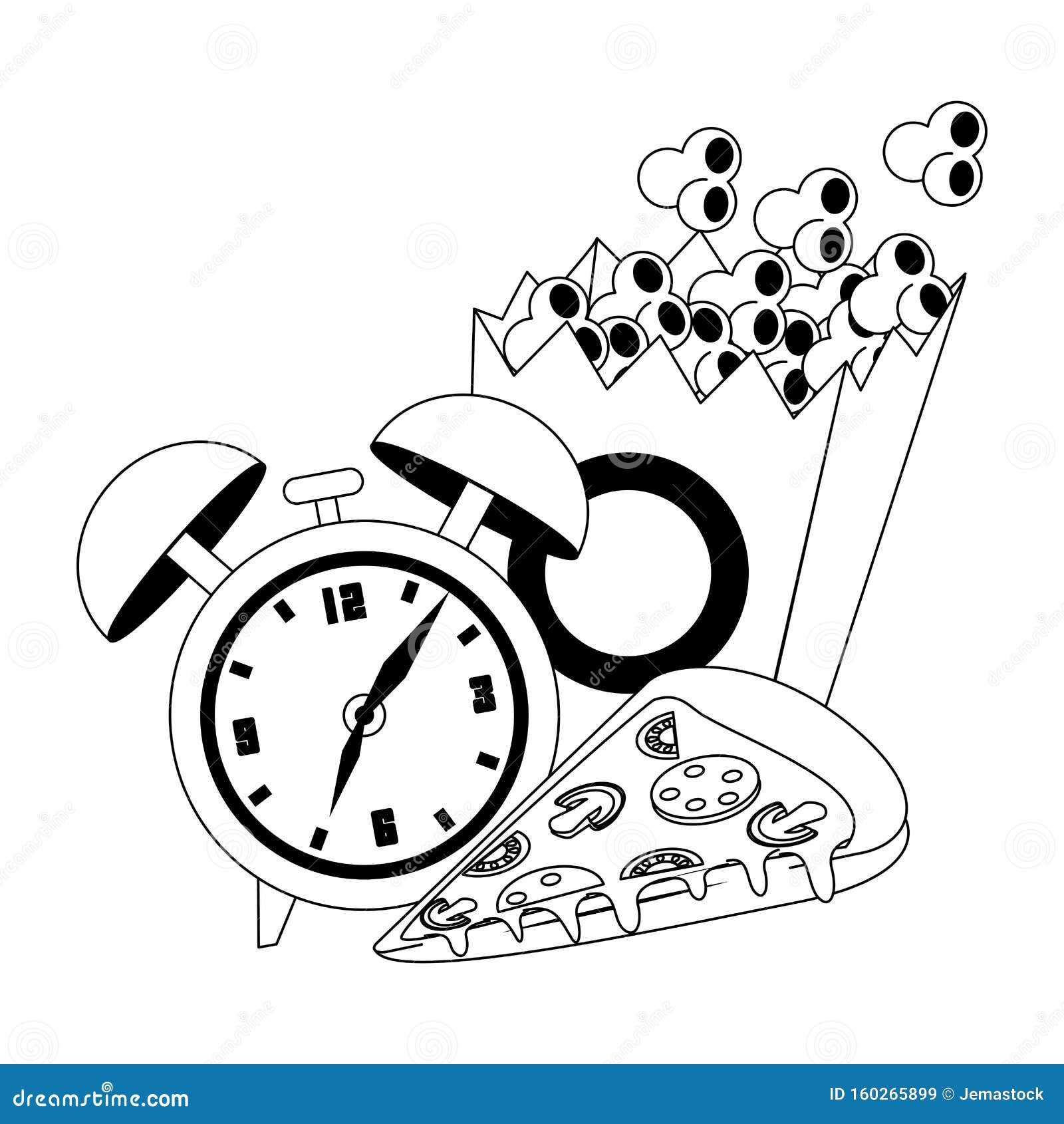 With Clock Corn Tamales Shape On The Cartoon Vector Illustration ...