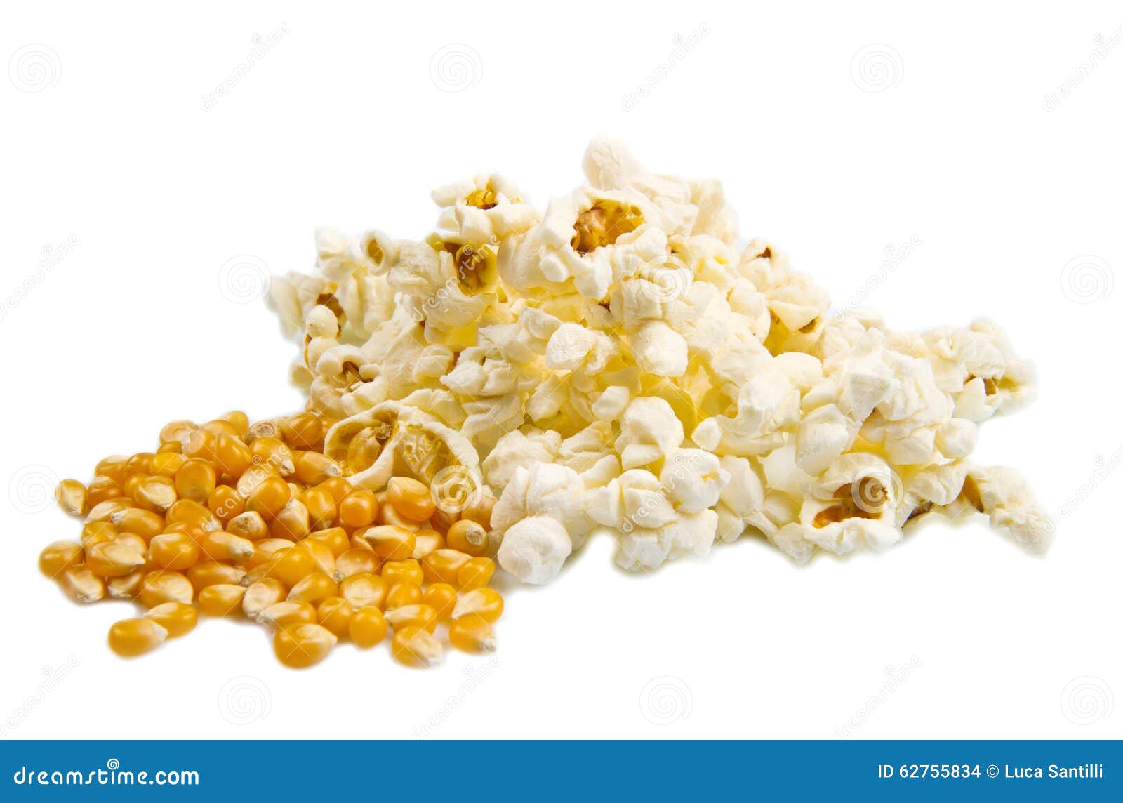 Pop Corn and Kernels Isolated Stock Photo - Image of healthy, salt ...
