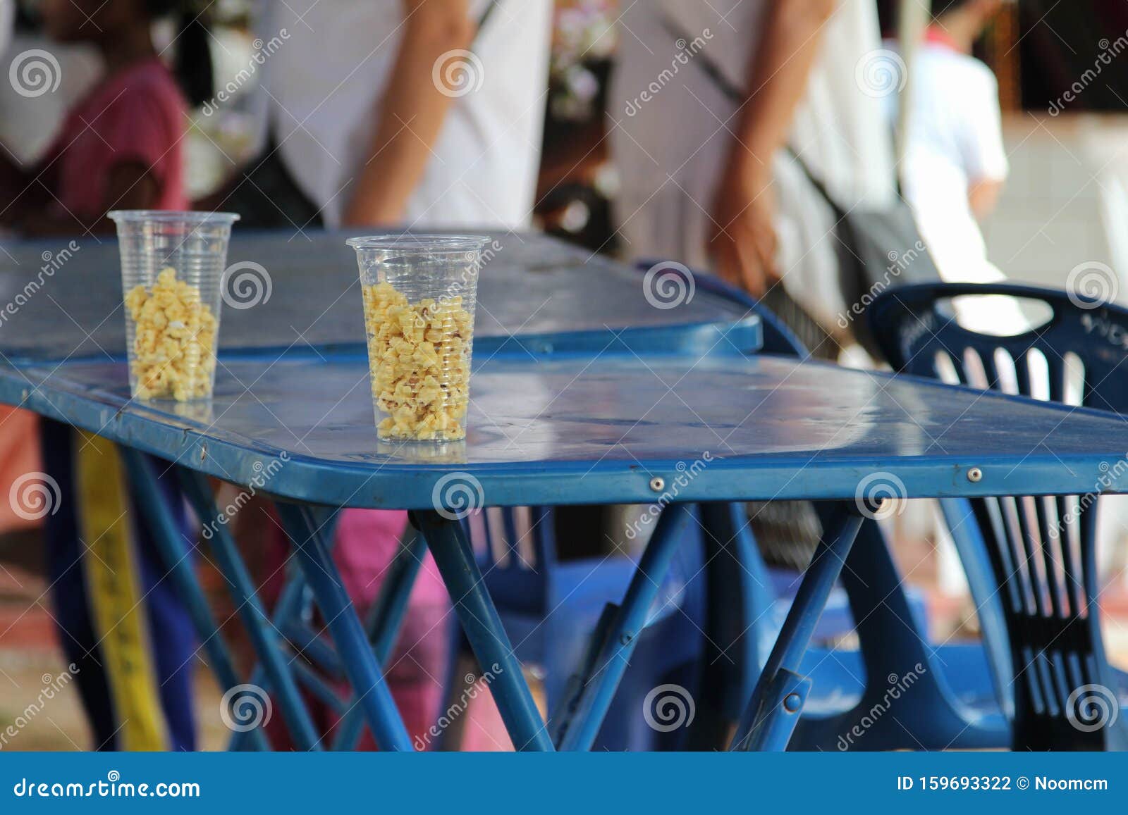 Pop corn in plastic glass stock photo. Image of corn - 159693322