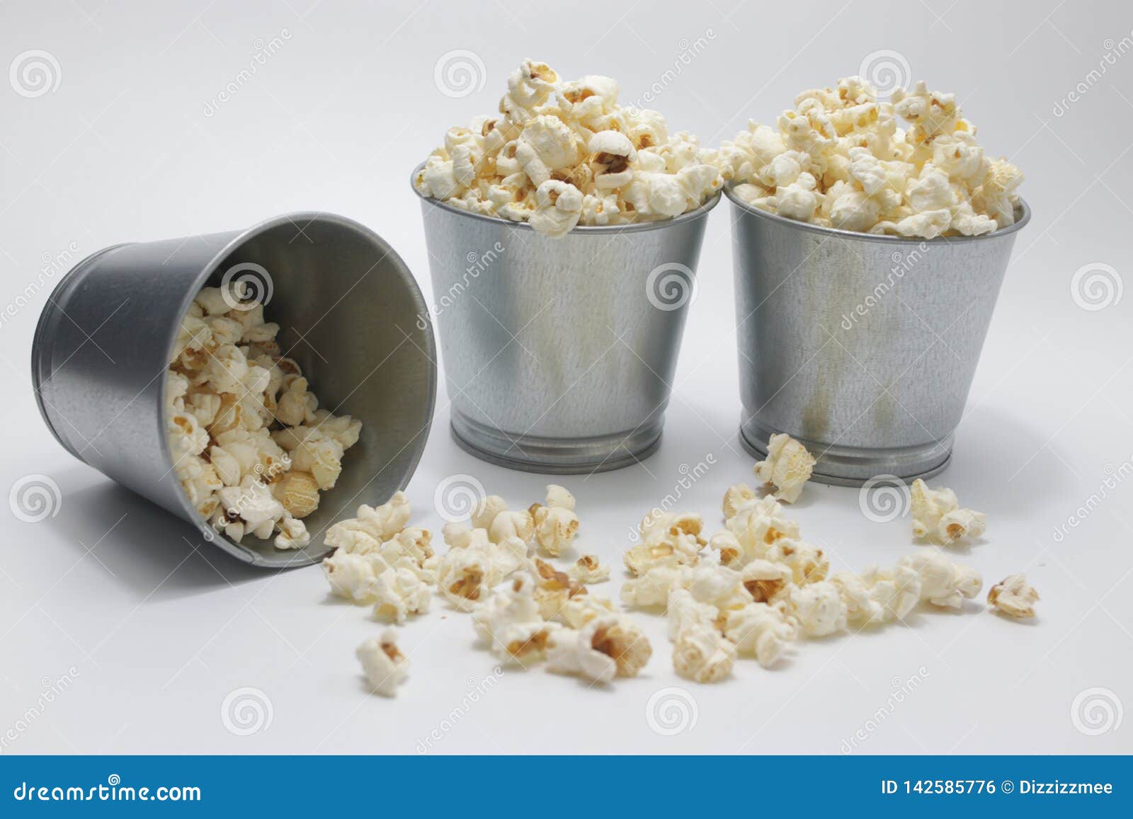 Pop Corn in Tine Cans on White Background Stock Photo - Image of white ...