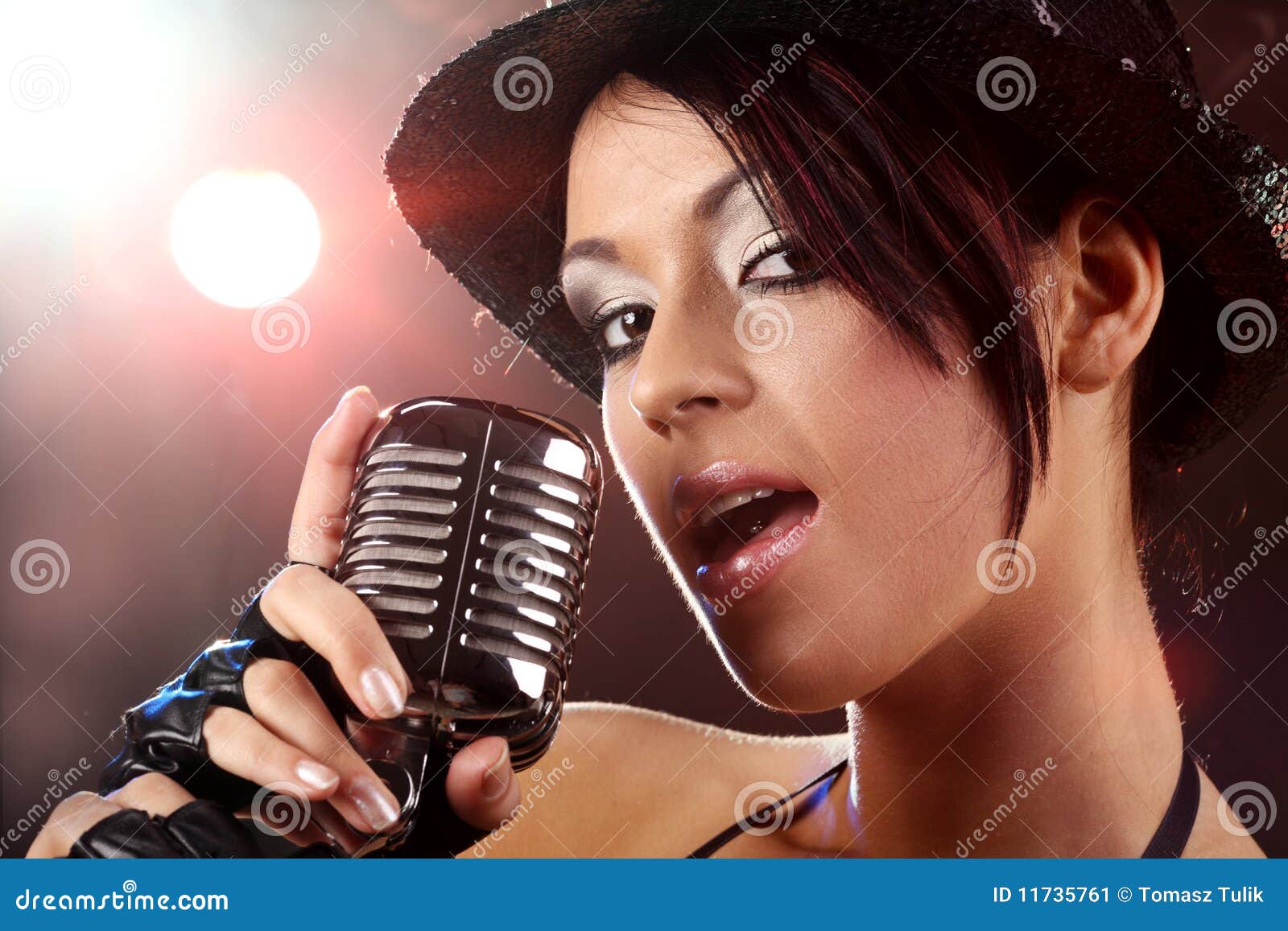 Pop Female Singer With The Retro Mic Stock Photo | CartoonDealer.com ...