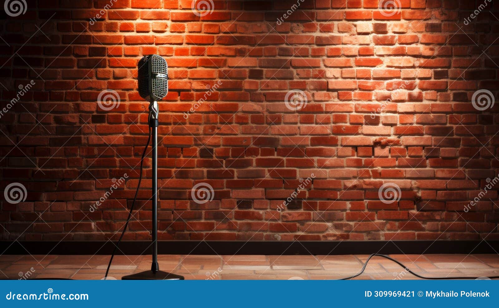 Pop Microphone on the Background of a Brick Wall. Neural Network AI ...
