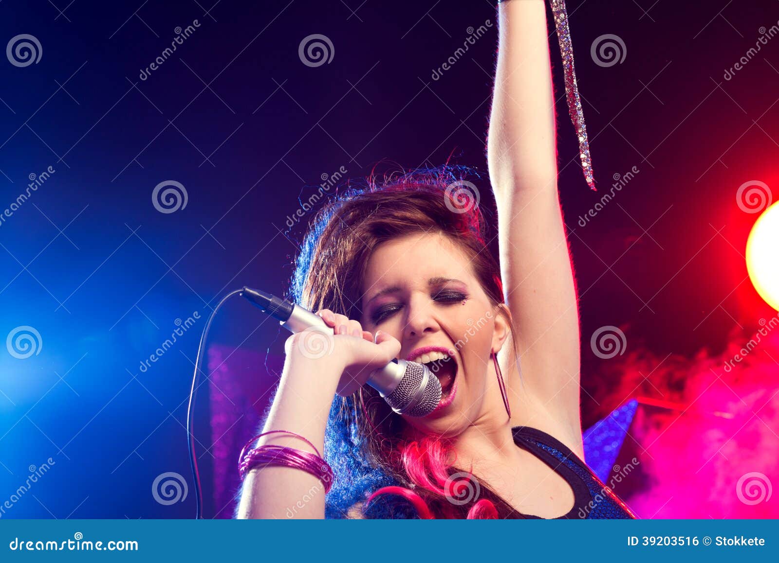 Pop star with hand raised stock photo. Image of rock - 39203516