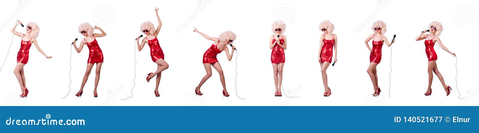 The Pop Star with Mic on White Stock Image - Image of collection ...
