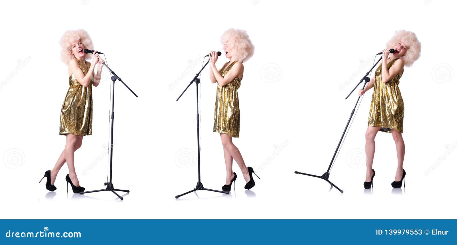 The Pop Star with Mic on White Stock Image - Image of musical, live ...