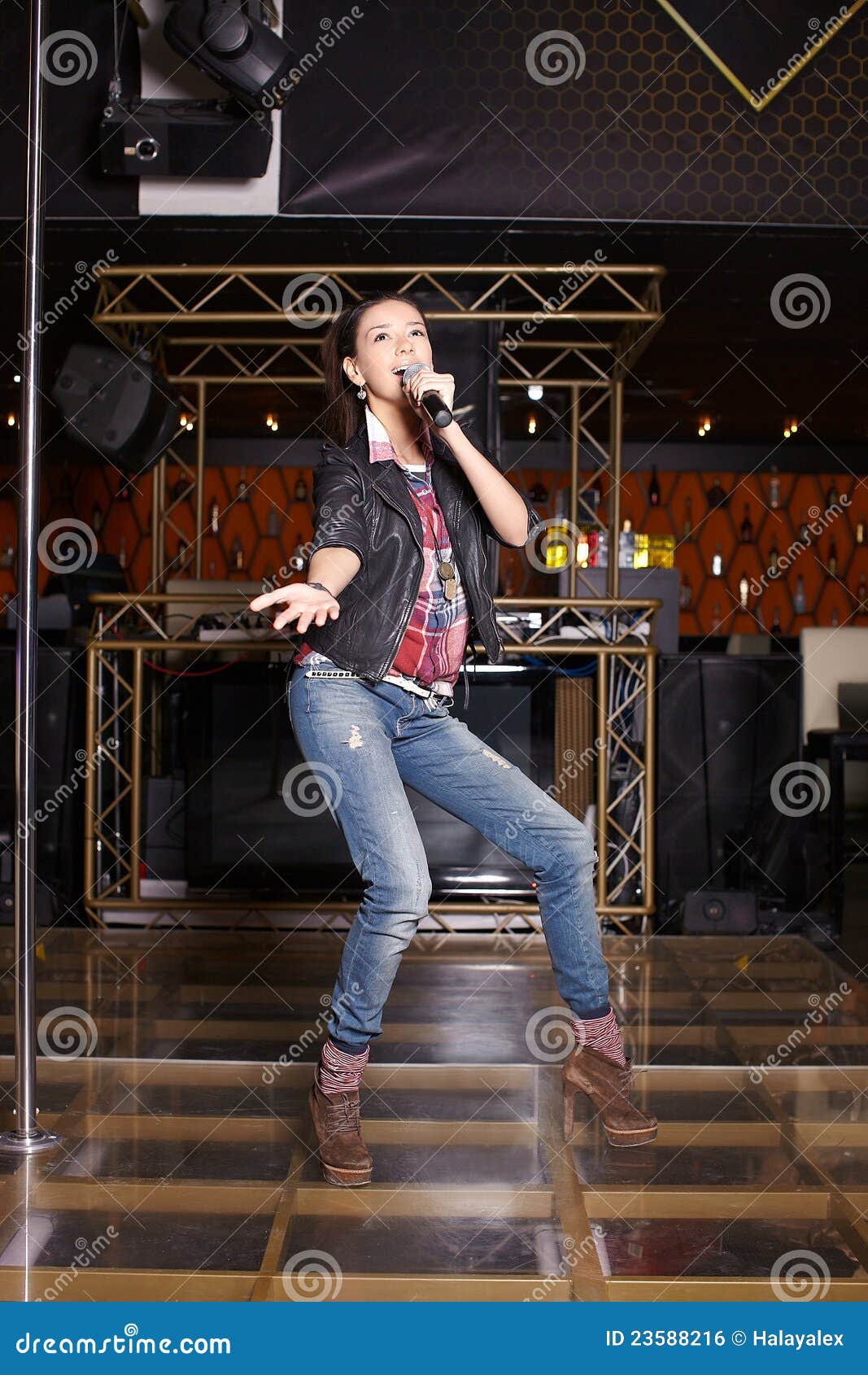Pop Star Singer with Microphone Stock Photo - Image of face, musician ...