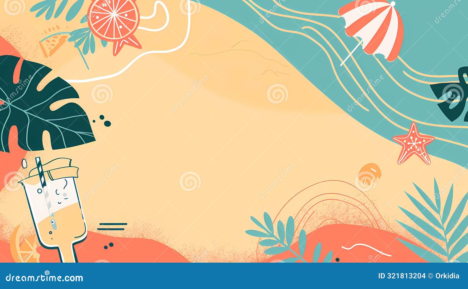 Pop Colors Summer Banner in Doodle Style Design Stock Illustration ...