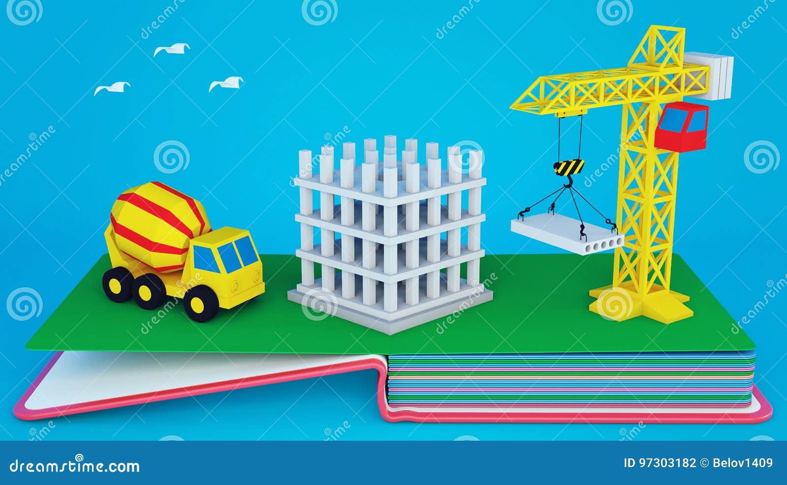 Pop Up Book with Layout of Construction Site and Equipment Stock ...