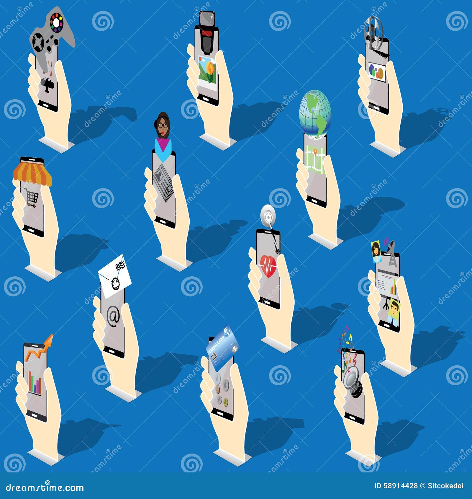 Pop Up Human Hand Holding Smartphone Stock Vector - Illustration of ...