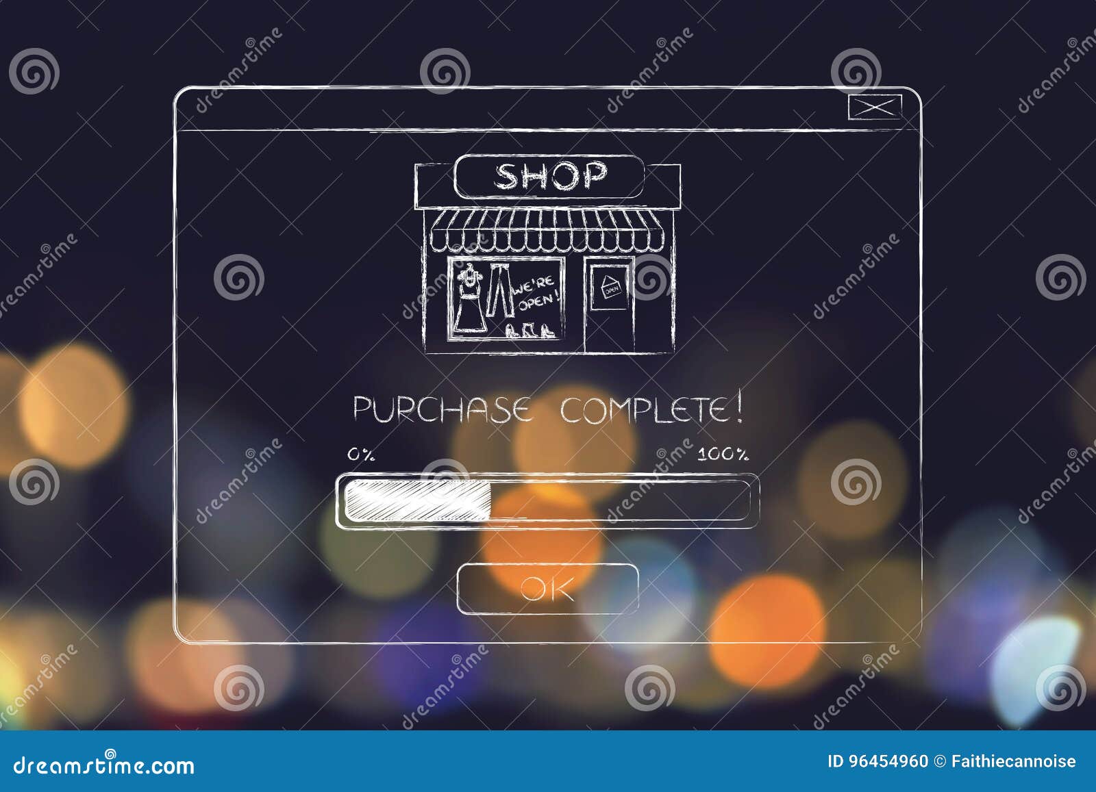 Pop-up Message with Shop Icon and Purchase Complete Text Stock ...