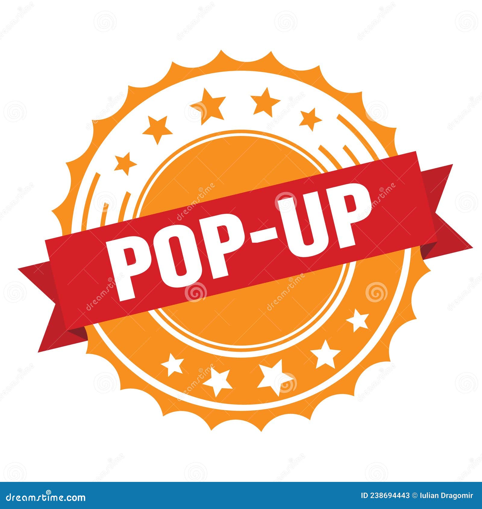POP-UP Text on Red Orange Ribbon Stamp Stock Illustration ...