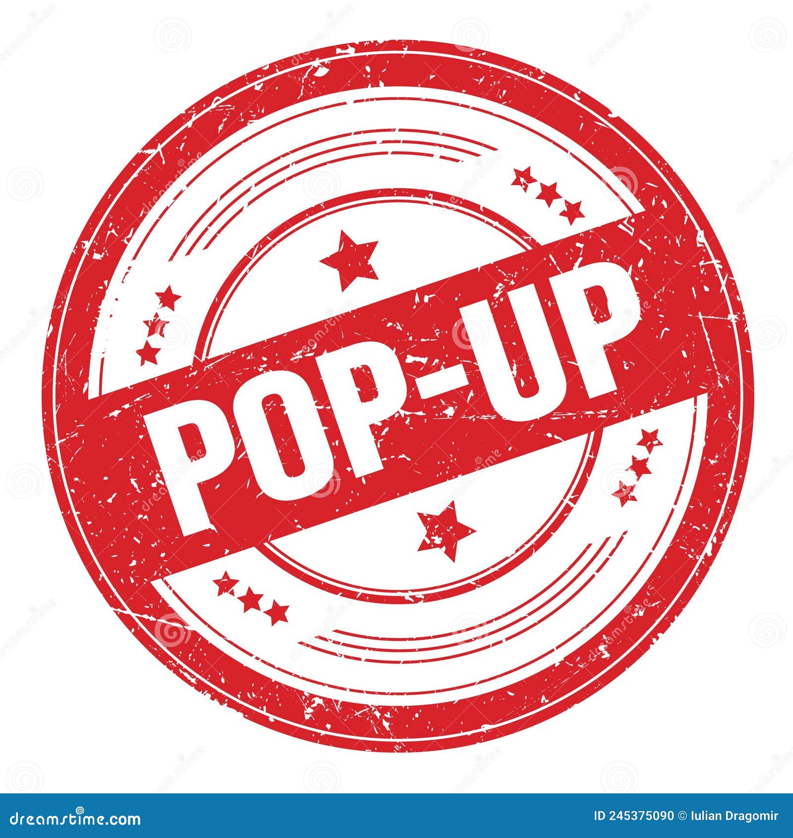 POP-UP Text on Red Round Grungy Stamp Stock Illustration - Illustration ...