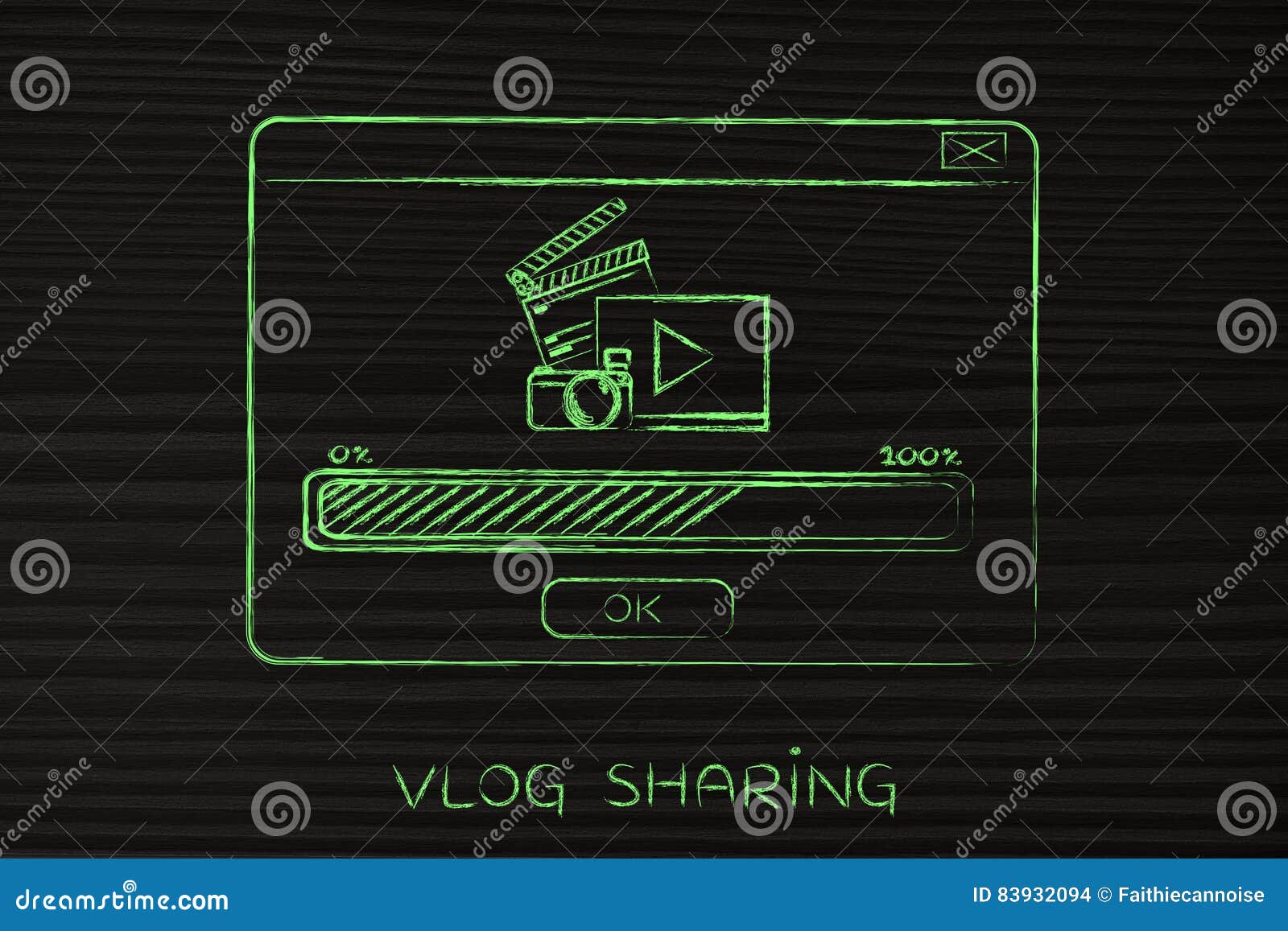 Pop-up with Video Upload Icons and Progress Bar Stock Illustration ...