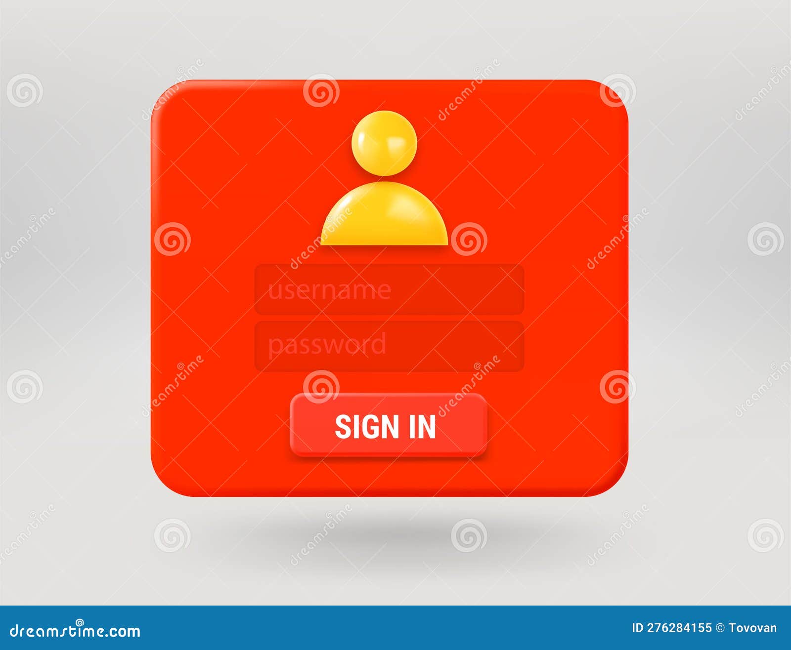 Pop Up Window with Sign in Button. 3d Vector Illustration Stock Vector ...