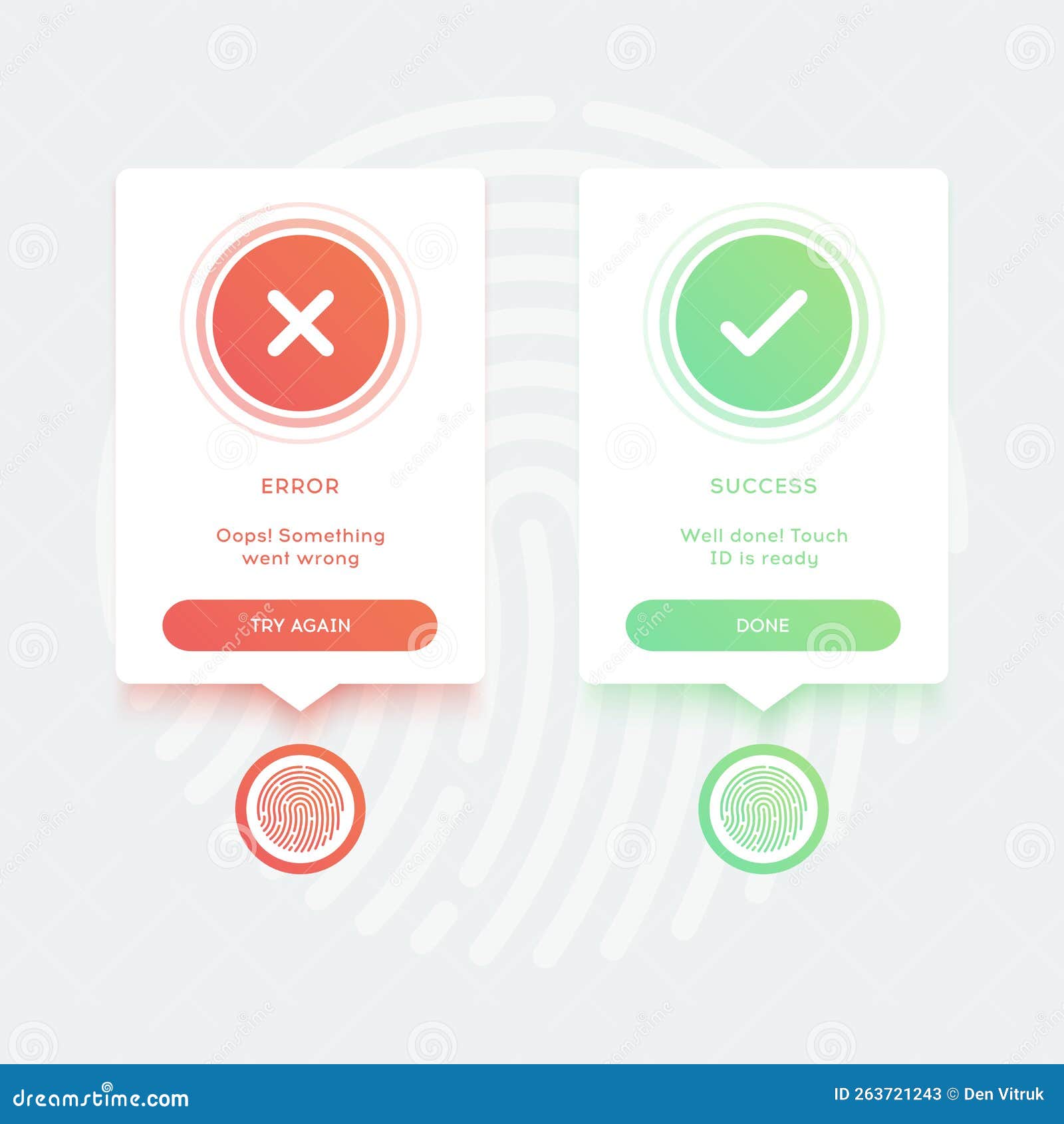 Fingerprint Success Icon, Thumbprint With Checkmark. Vector ...