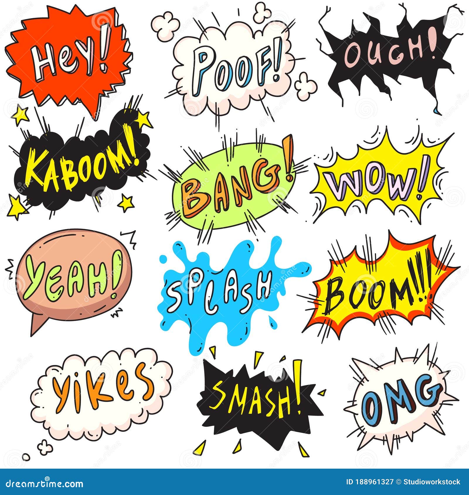 Popart Comic Bubble Set Isolated on White Backdrop Stock Vector ...