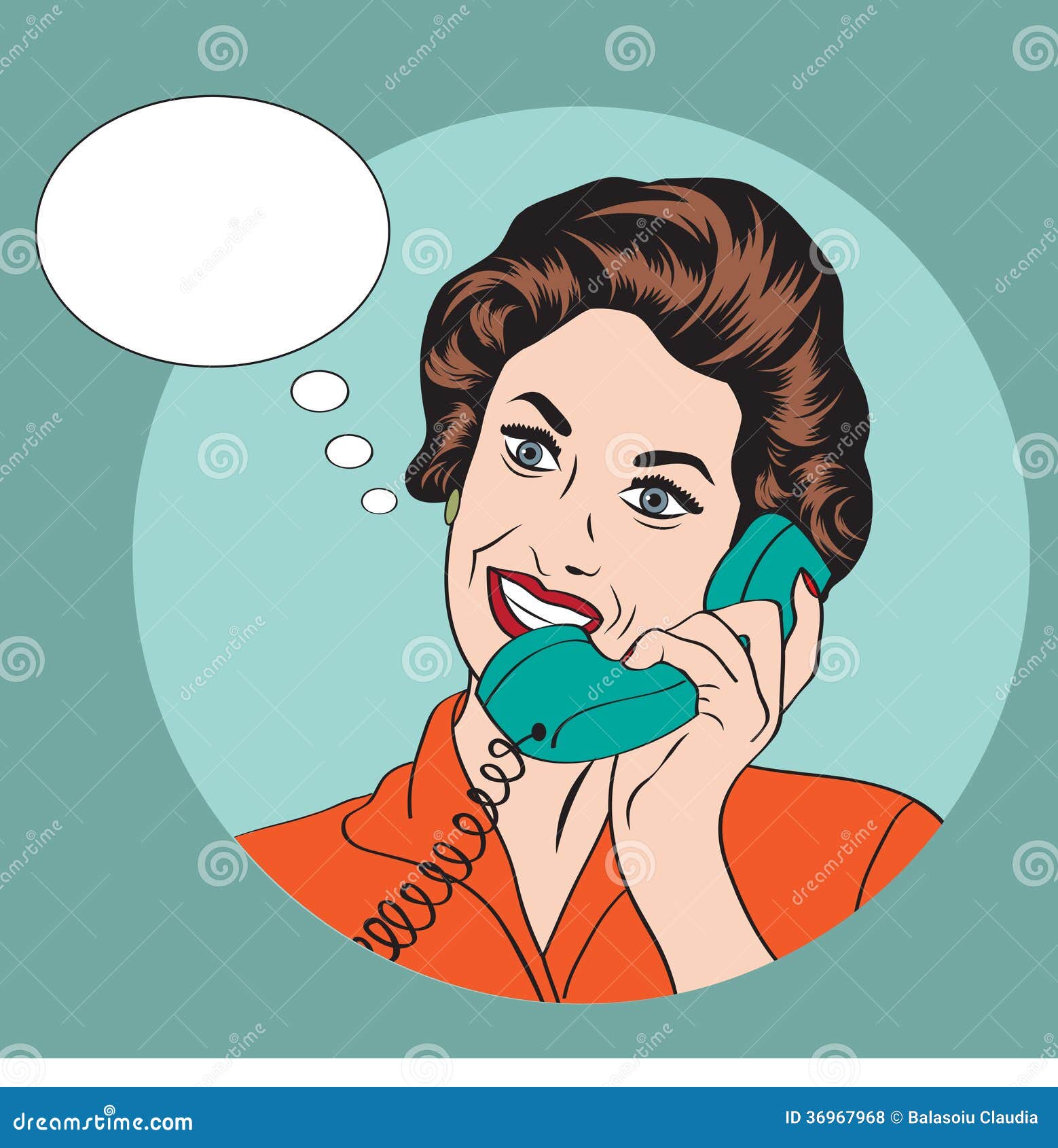 Popart Comic Retro Woman Talking by Phone Stock Vector - Illustration ...