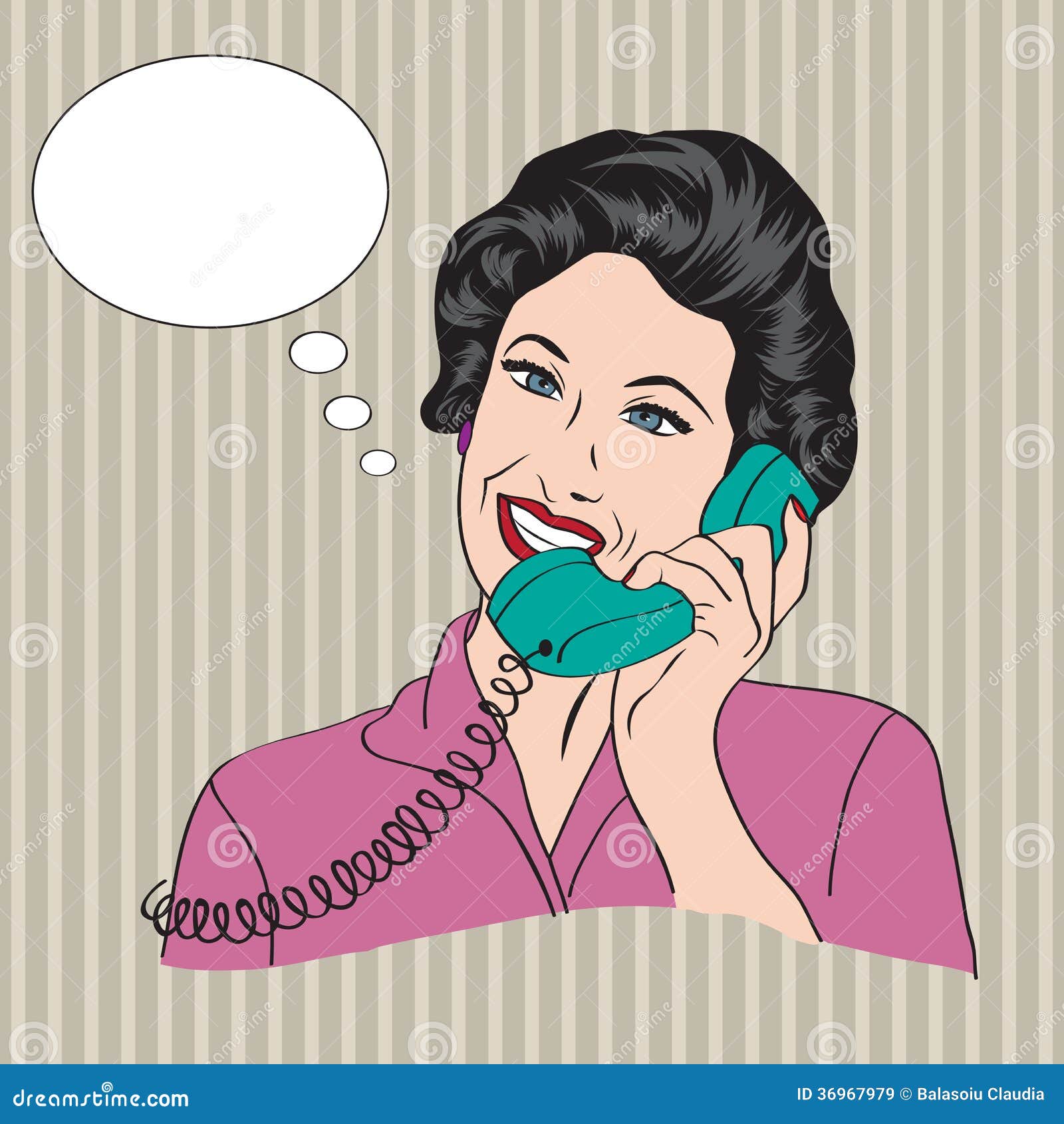 Popart Comic Retro Woman Talking by Phone Stock Vector - Illustration ...