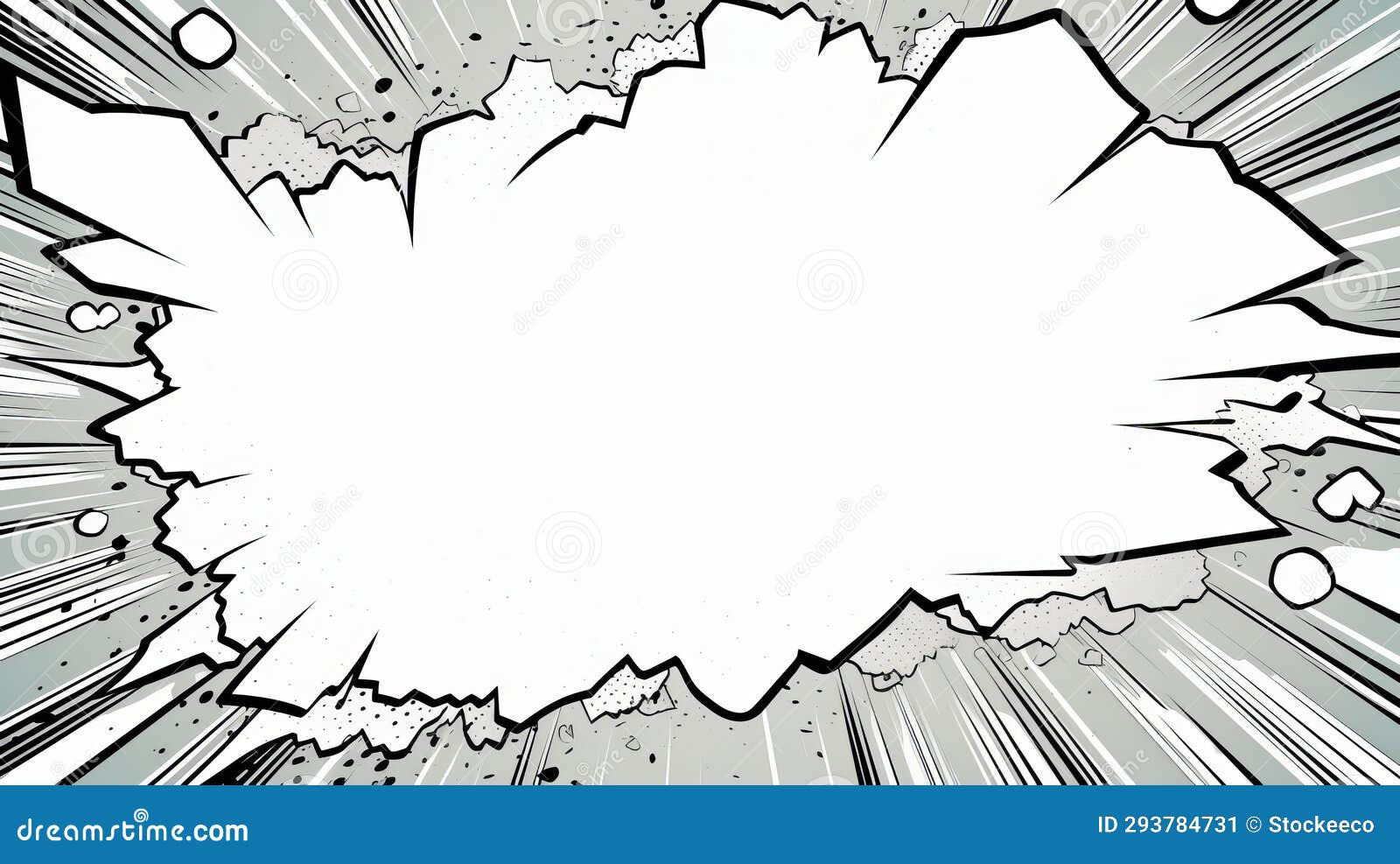 White Comic Explosion - Hand-drawn Design Template Stock Illustration ...