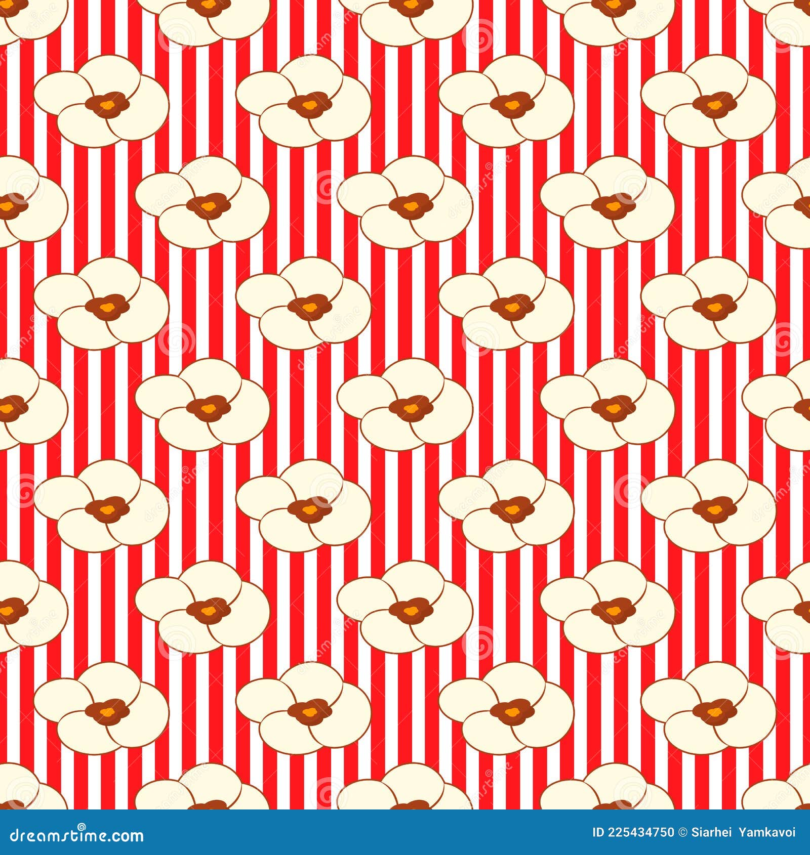 Popcorn Background with Red and White Stripes. Seamless and Repeating ...