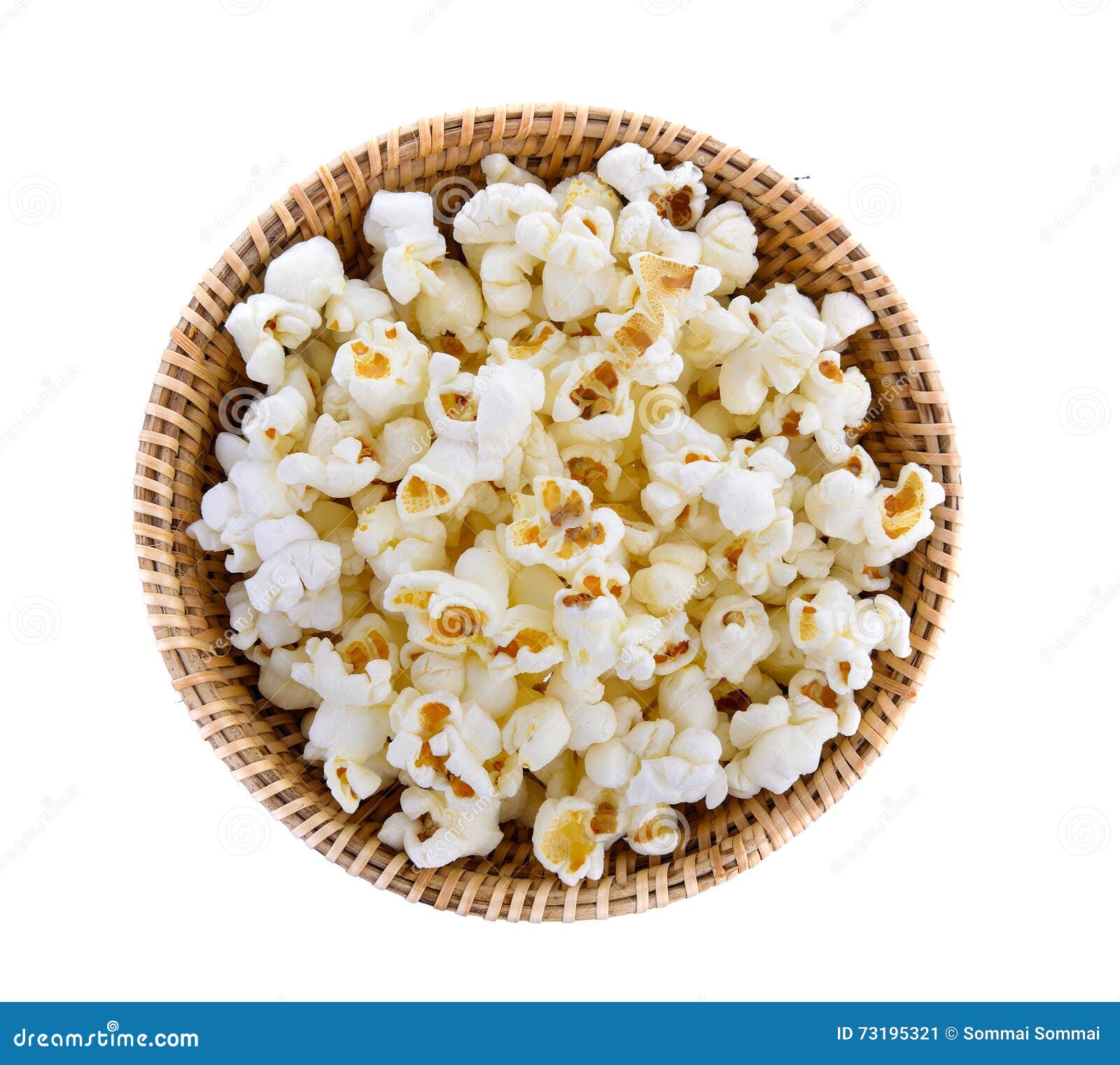 Popcorn in basket isolated stock image. Image of isolated - 73195321