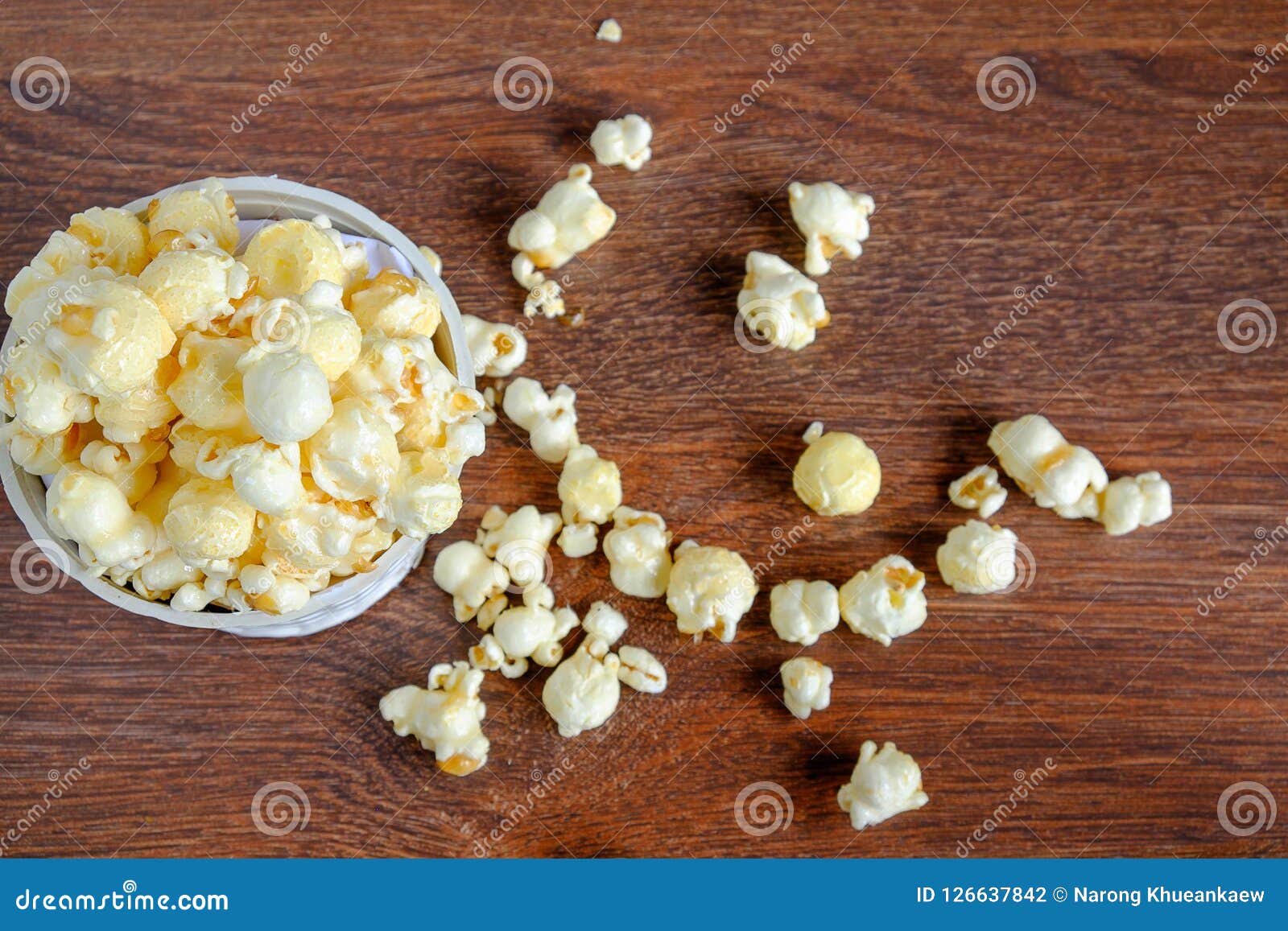 Popcorn in a basket stock photo. Image of small, gold - 126637842