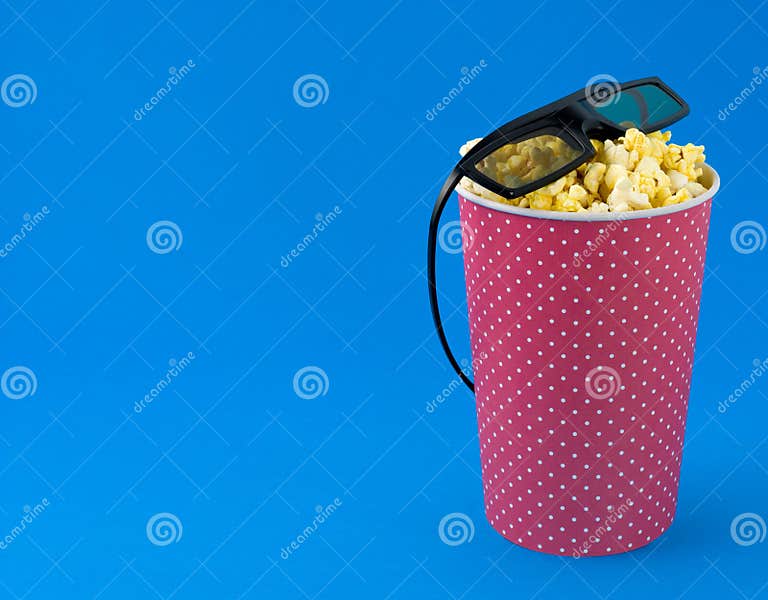 Popcorn blue background stock photo. Image of food, salted - 116050154