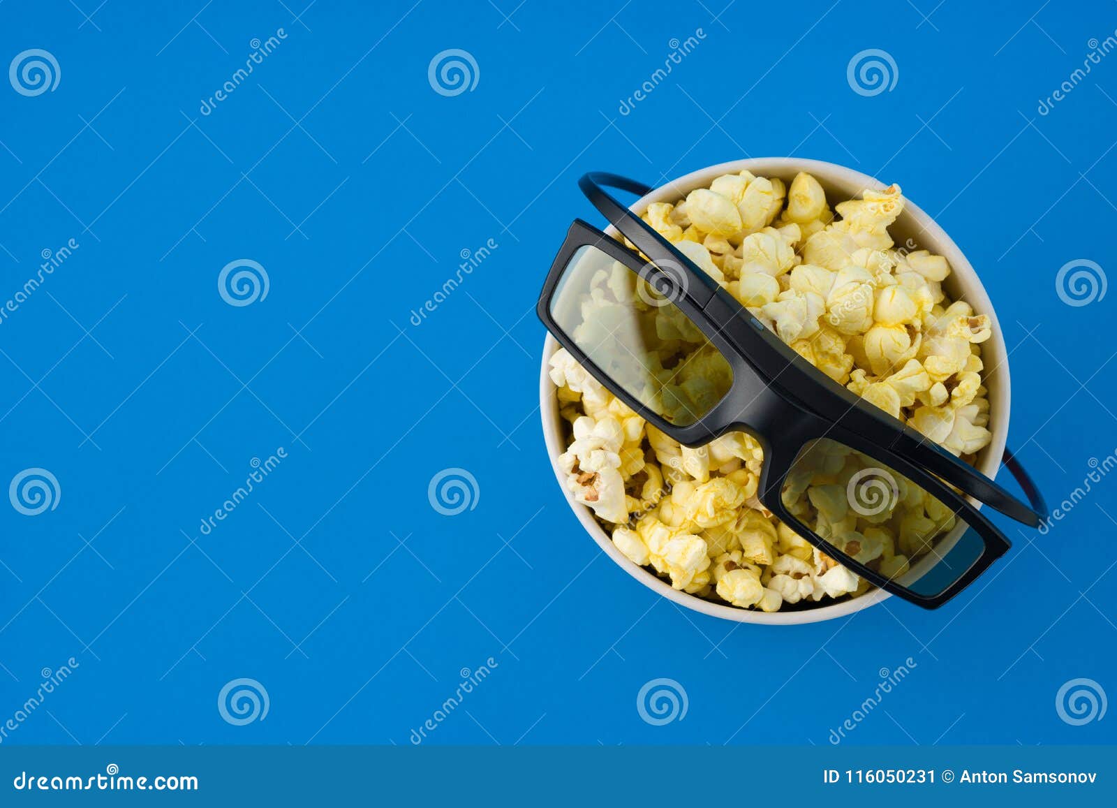 Popcorn blue background stock image. Image of fluffy - 116050231
