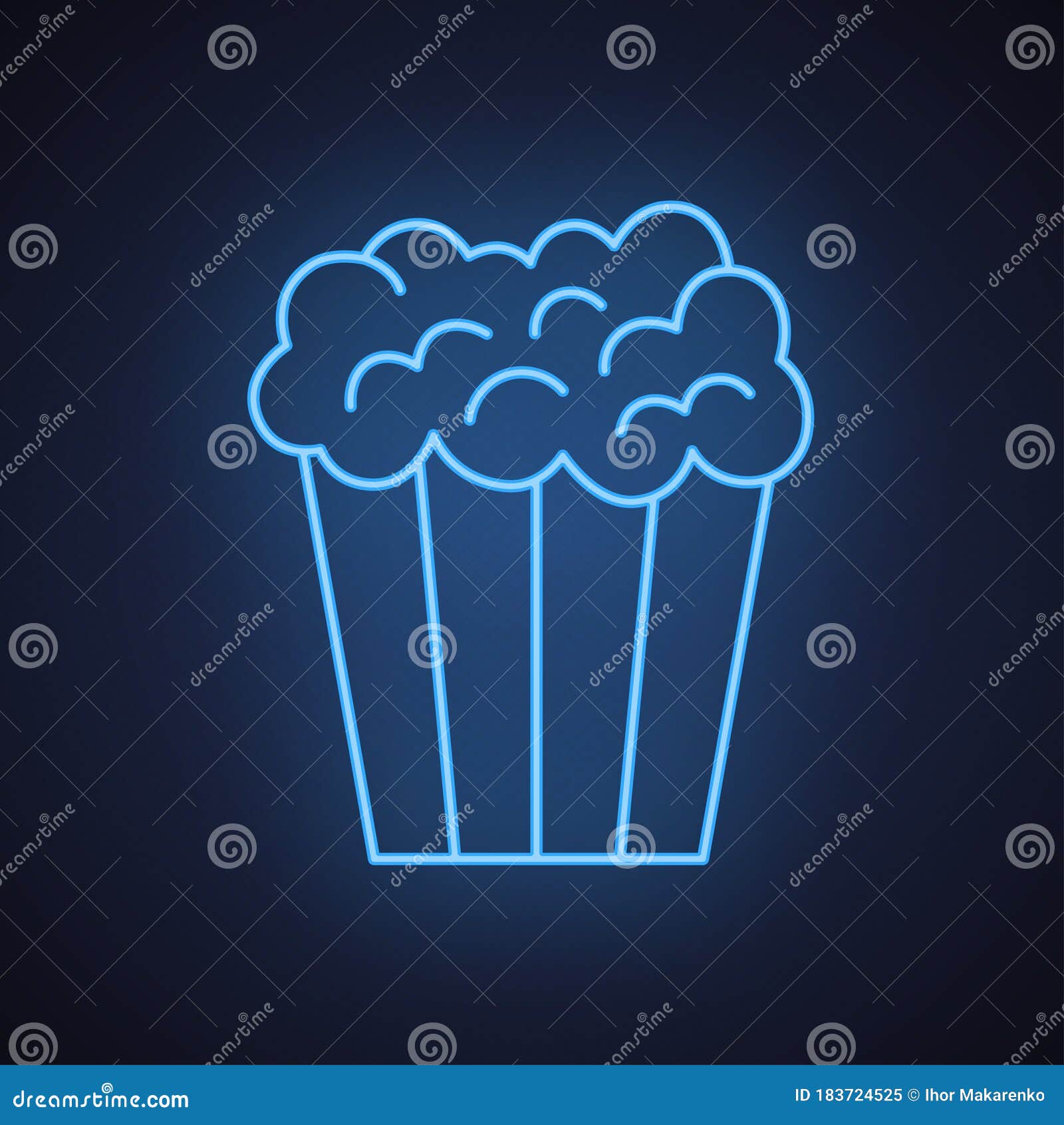 Popcorn Blue Neon Icon Vector Isolated Template Stock Vector ...