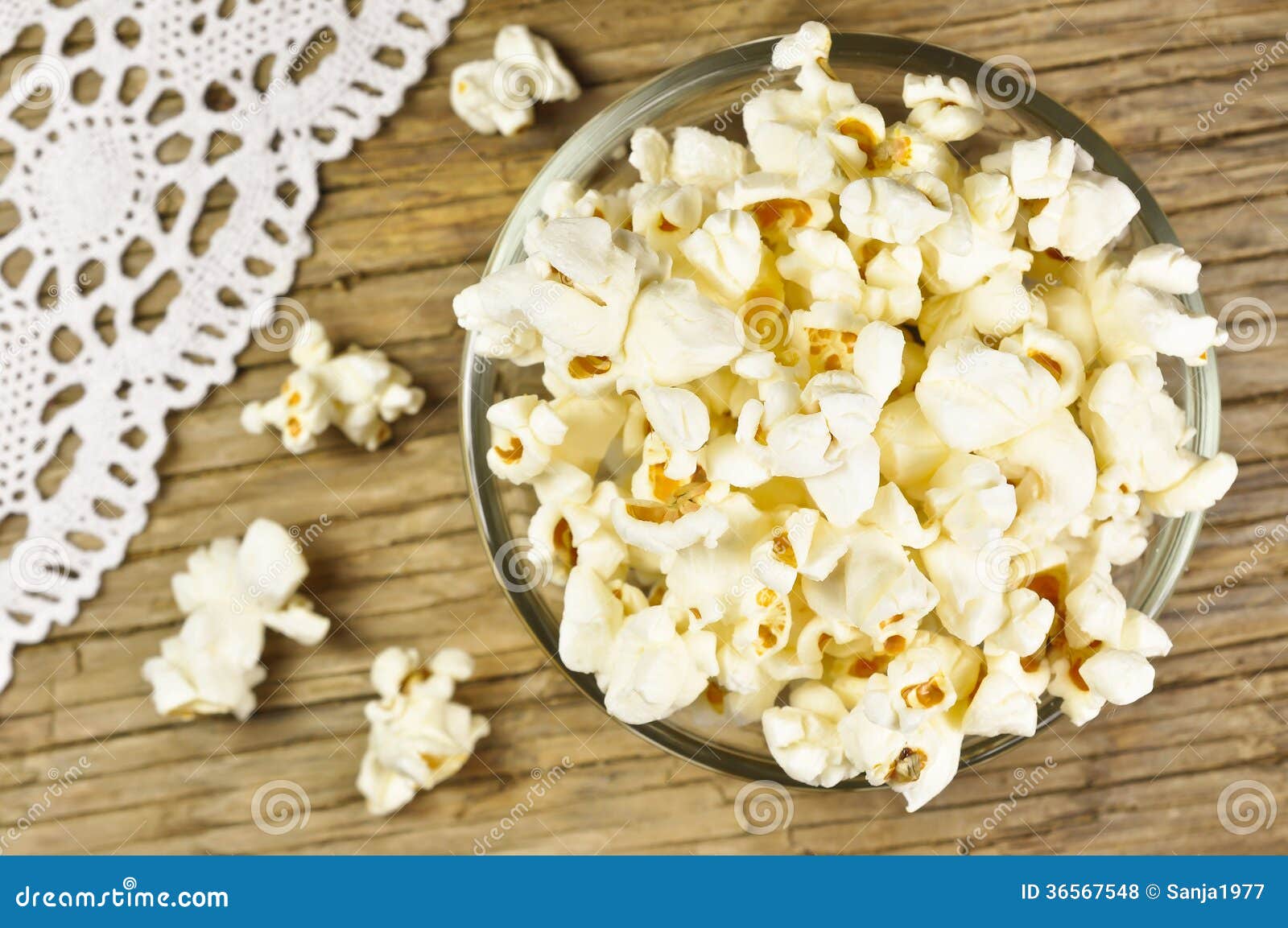 Popcorn In Bowl On Wooden Table Picture. Image: 36567548