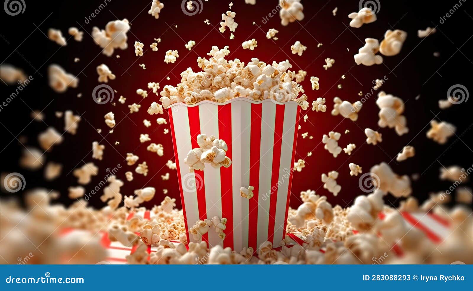 Popcorn Box with Flying Popcorn, AI Generated Stock Illustration ...