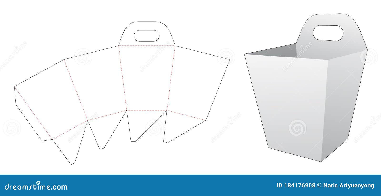 Popcorn Box with Handle Die Cut Template Stock Vector - Illustration of ...