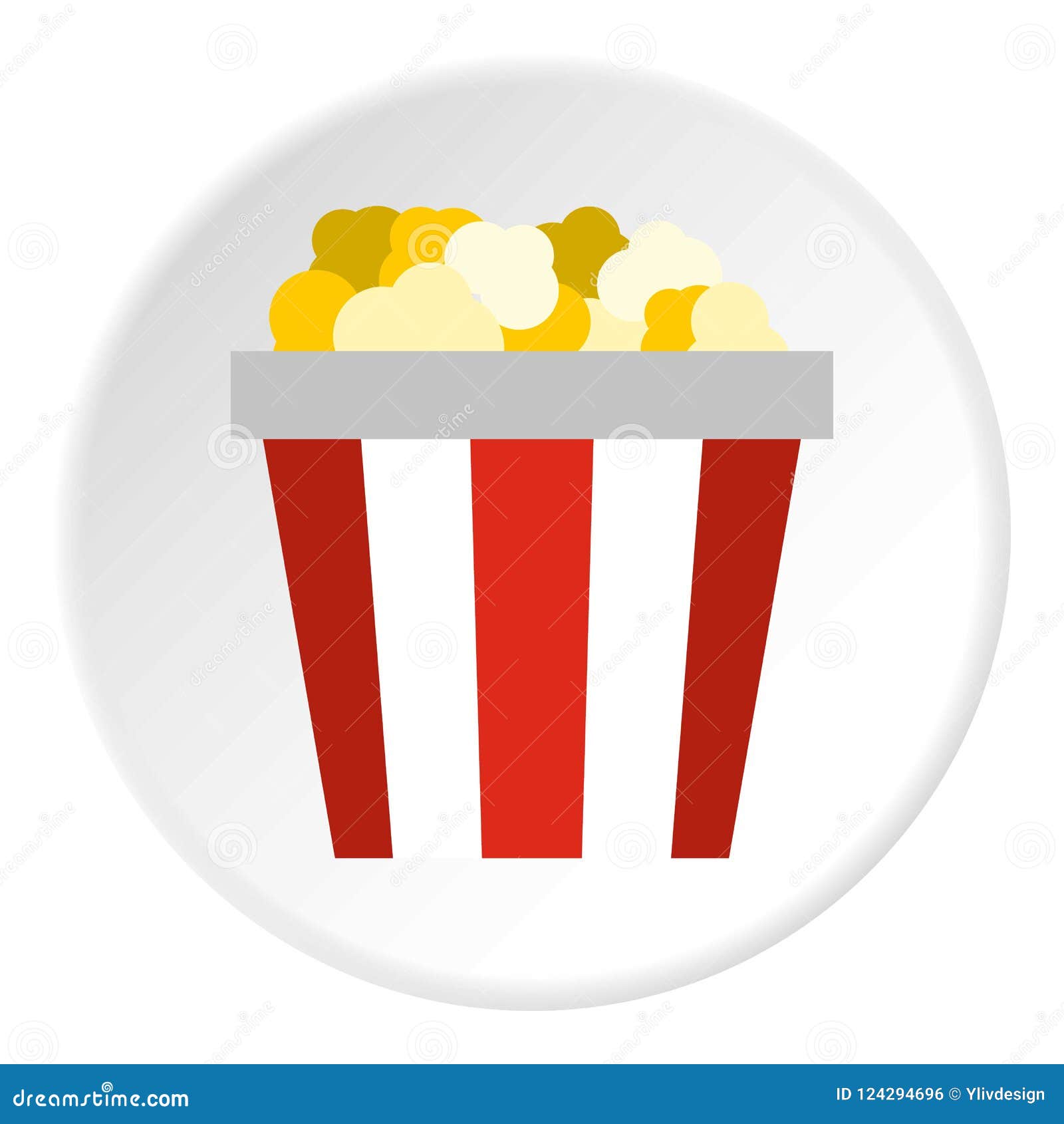 Popcorn Box Icon, Flat Style Stock Illustration - Illustration of bowl ...