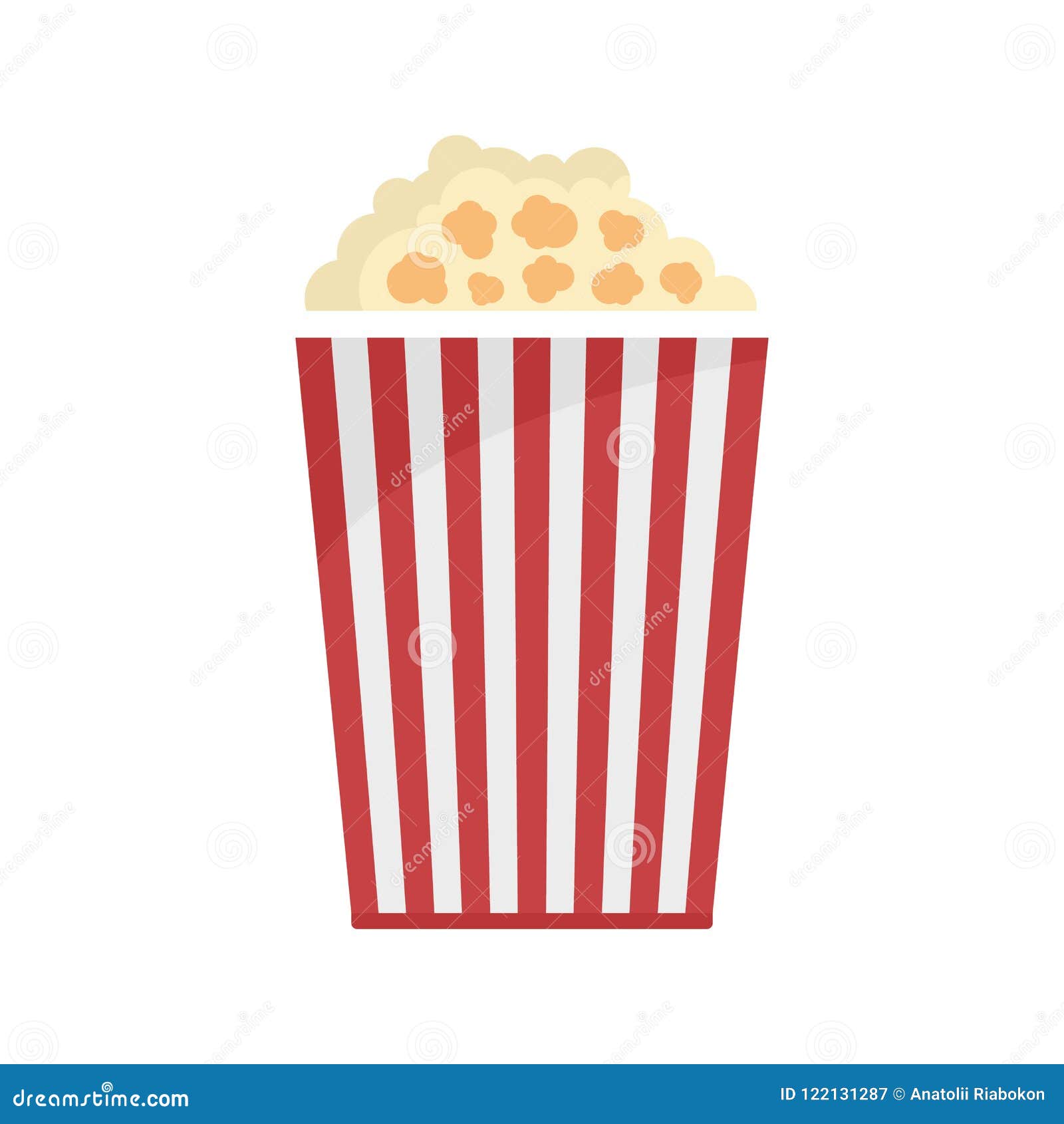 Popcorn Box Icon, Flat Style Stock Vector - Illustration of circle ...