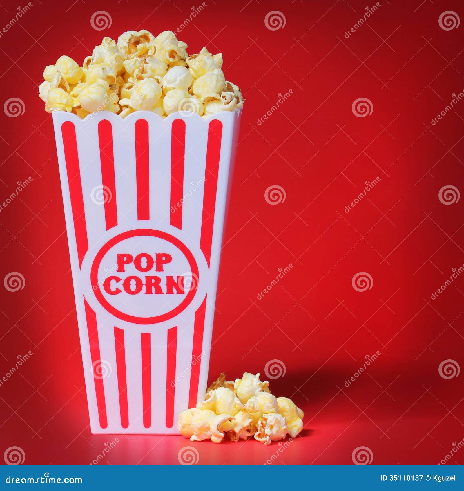 Popcorn in box over red stock image. Image of color, natural - 35110137
